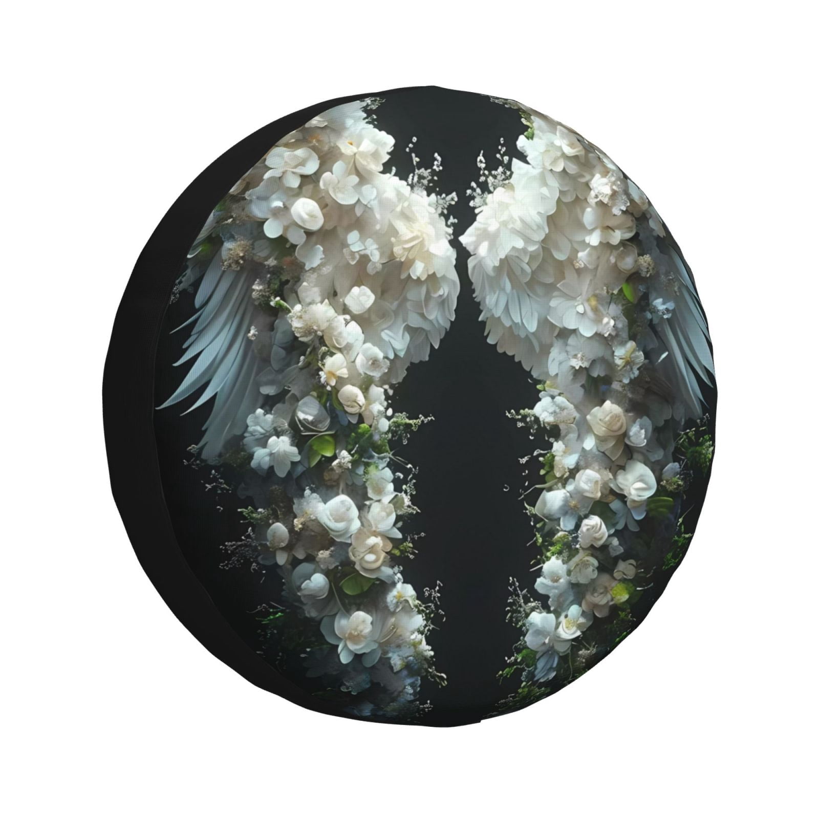 KLL Floral Angelic White Wings Pattern 14-17 inch Spare Tire Cover ...