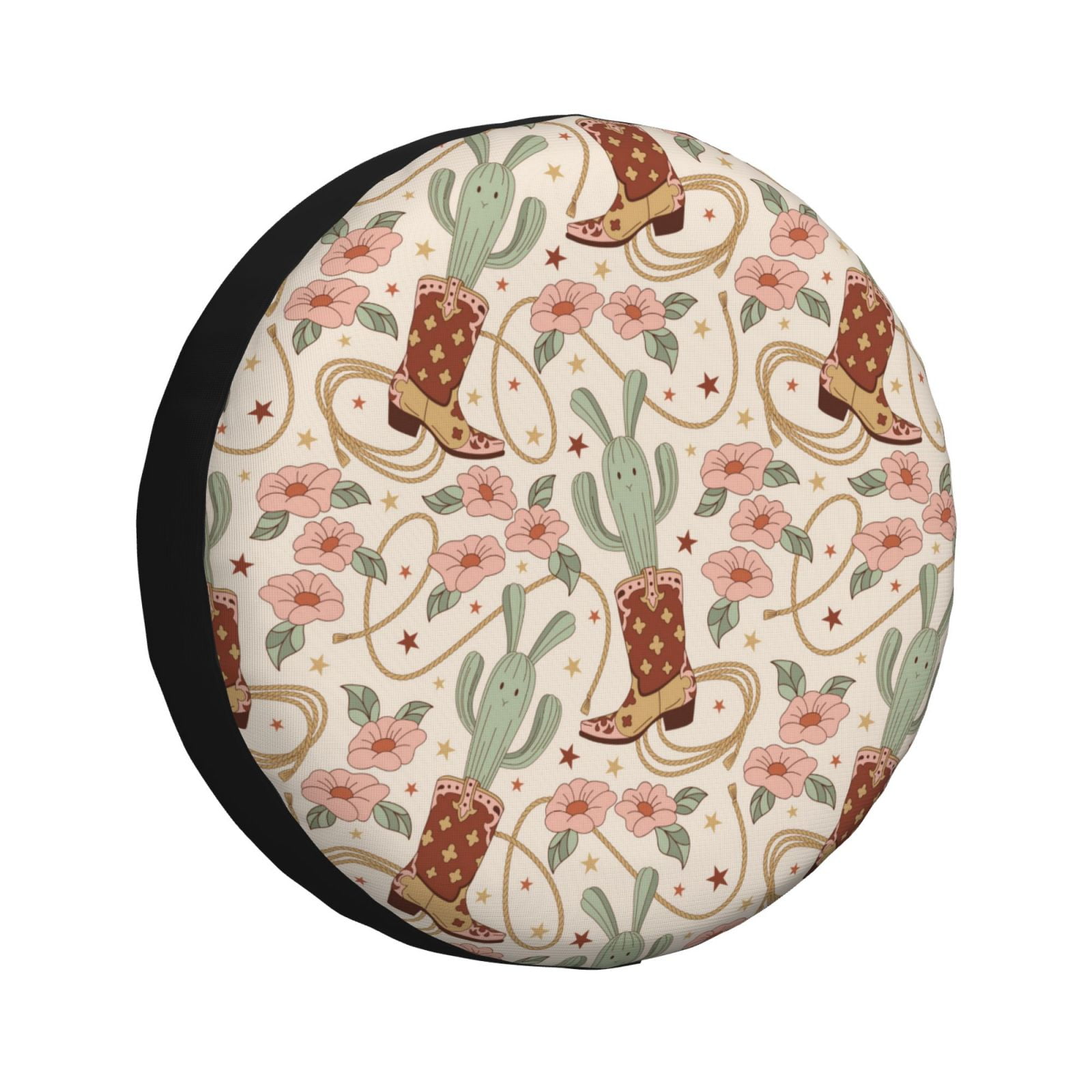 KLL Floral Cowboy Boots Pattern 14-17 inch Spare Tire Cover Universal ...