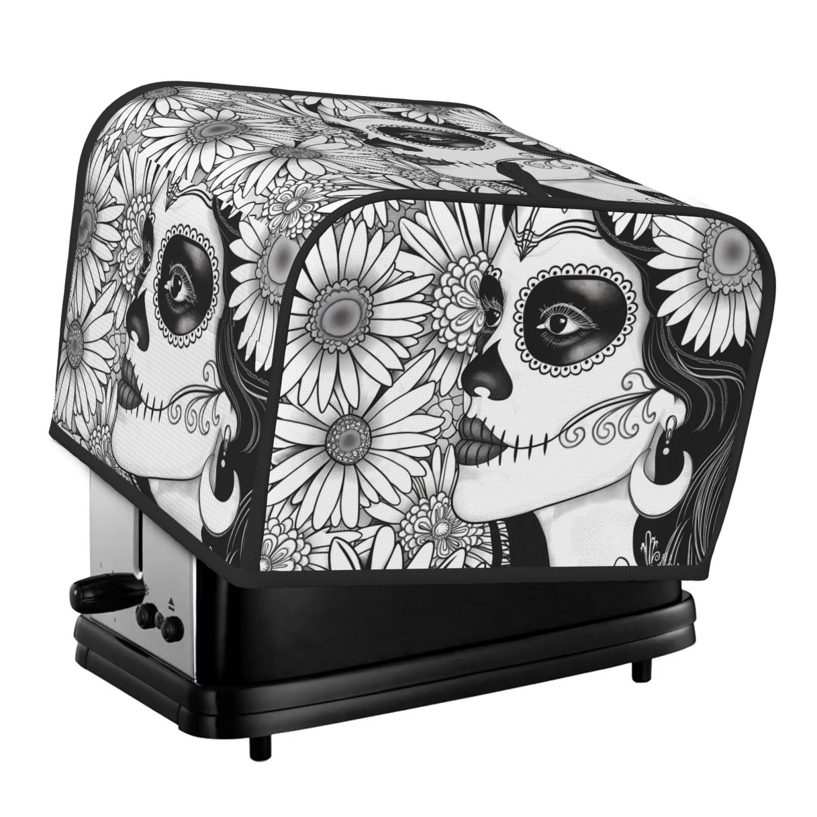 KLL Floral Sugar Skull Portrait Print 4 Slice Toaster Dust Covers ...
