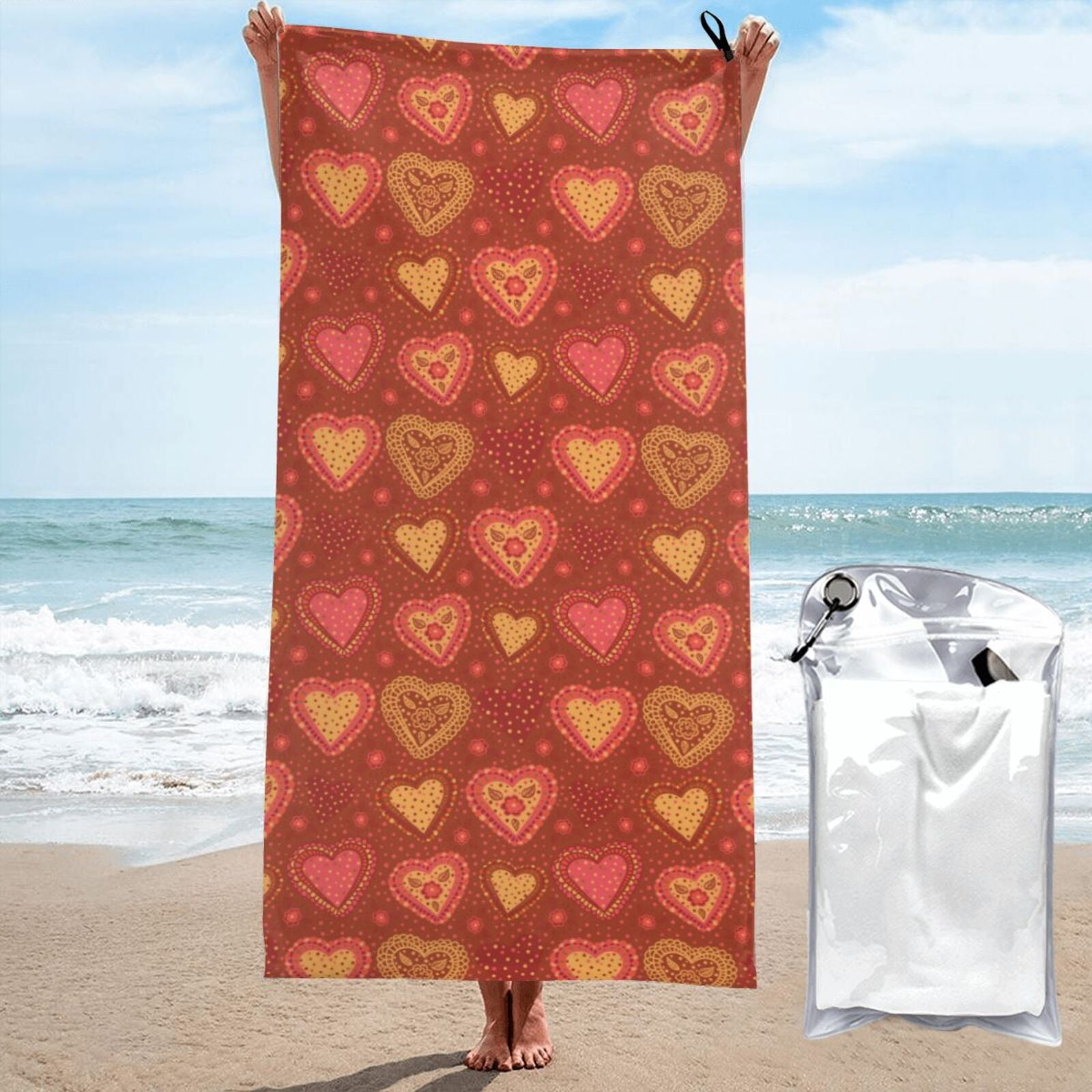 KLL Flower Hearts Microfiber Beach Towel Fast Drying,Extra Large 27.5 ...