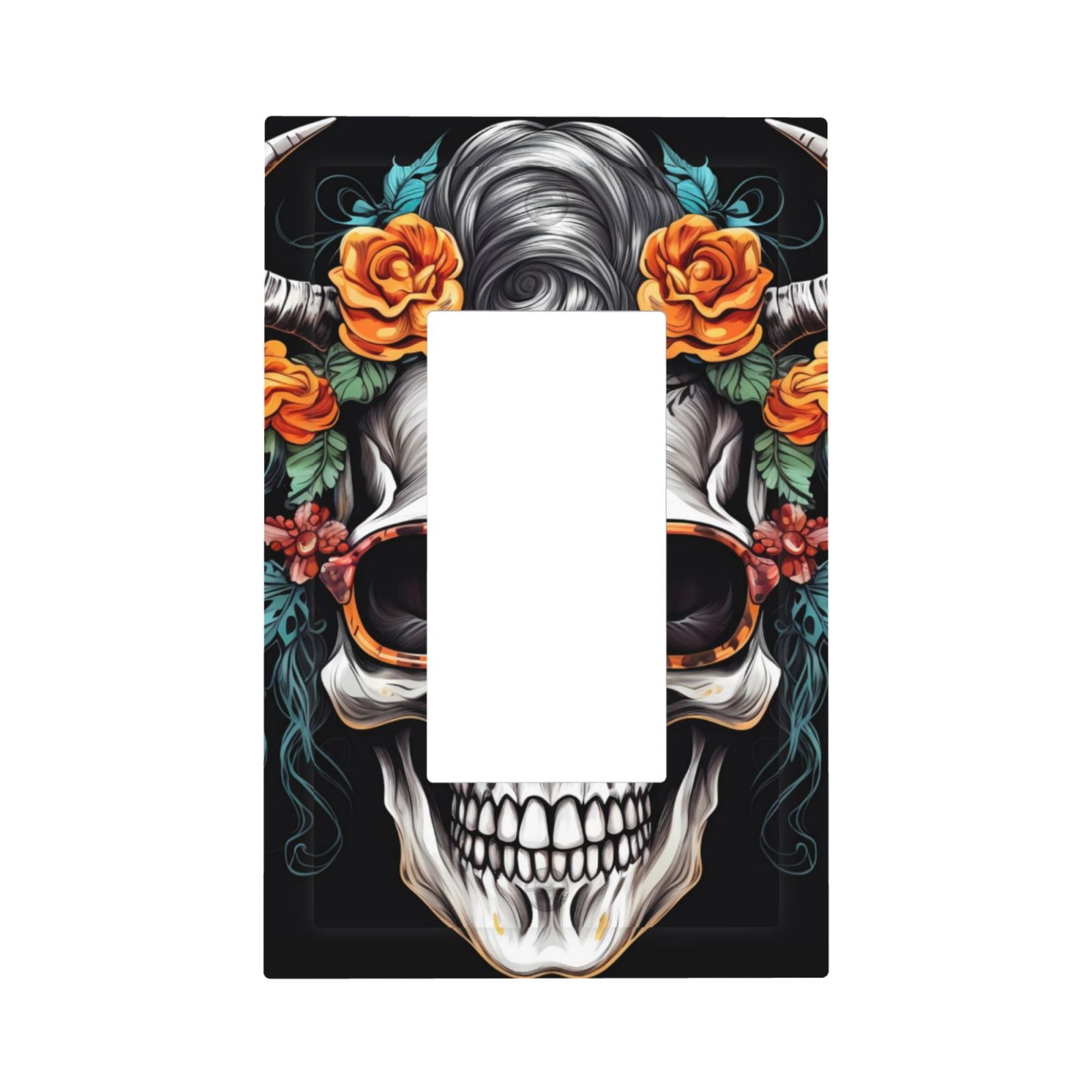 KLL Flower Horn Skull A Pattern Electrical Outlet Covers, 3" x 5" 1 ...