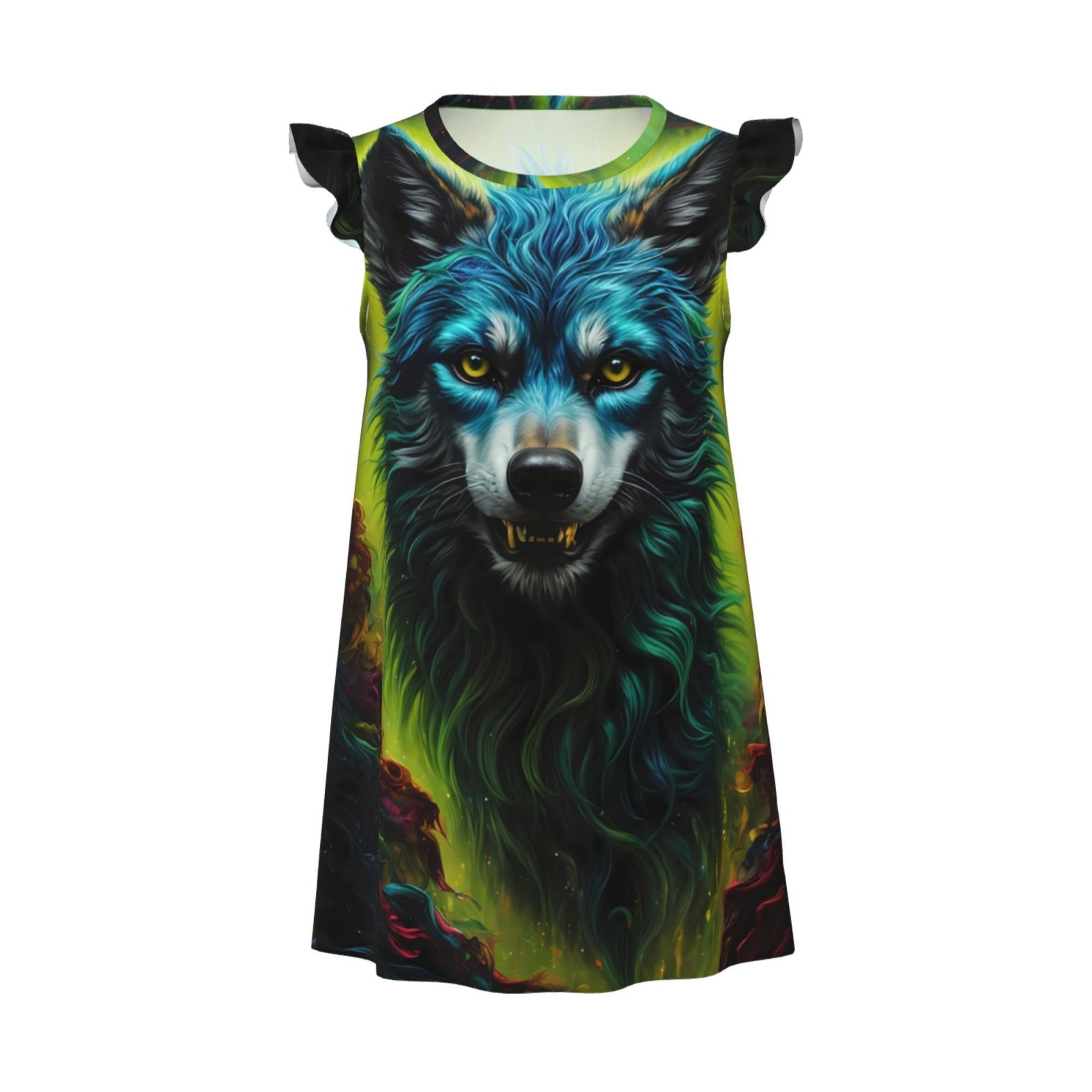 KLL Fluorescent Wolf Print Girls Nightgowns Pajamas for Girl Sleepwear ...