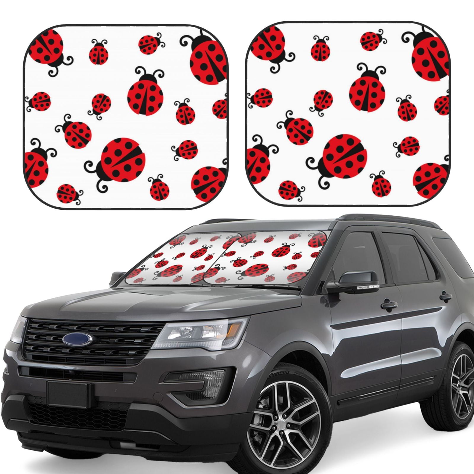 KLL Fly Flying Ladybug Windshield Sun Shade 2-Piece Foldable Car Front ...