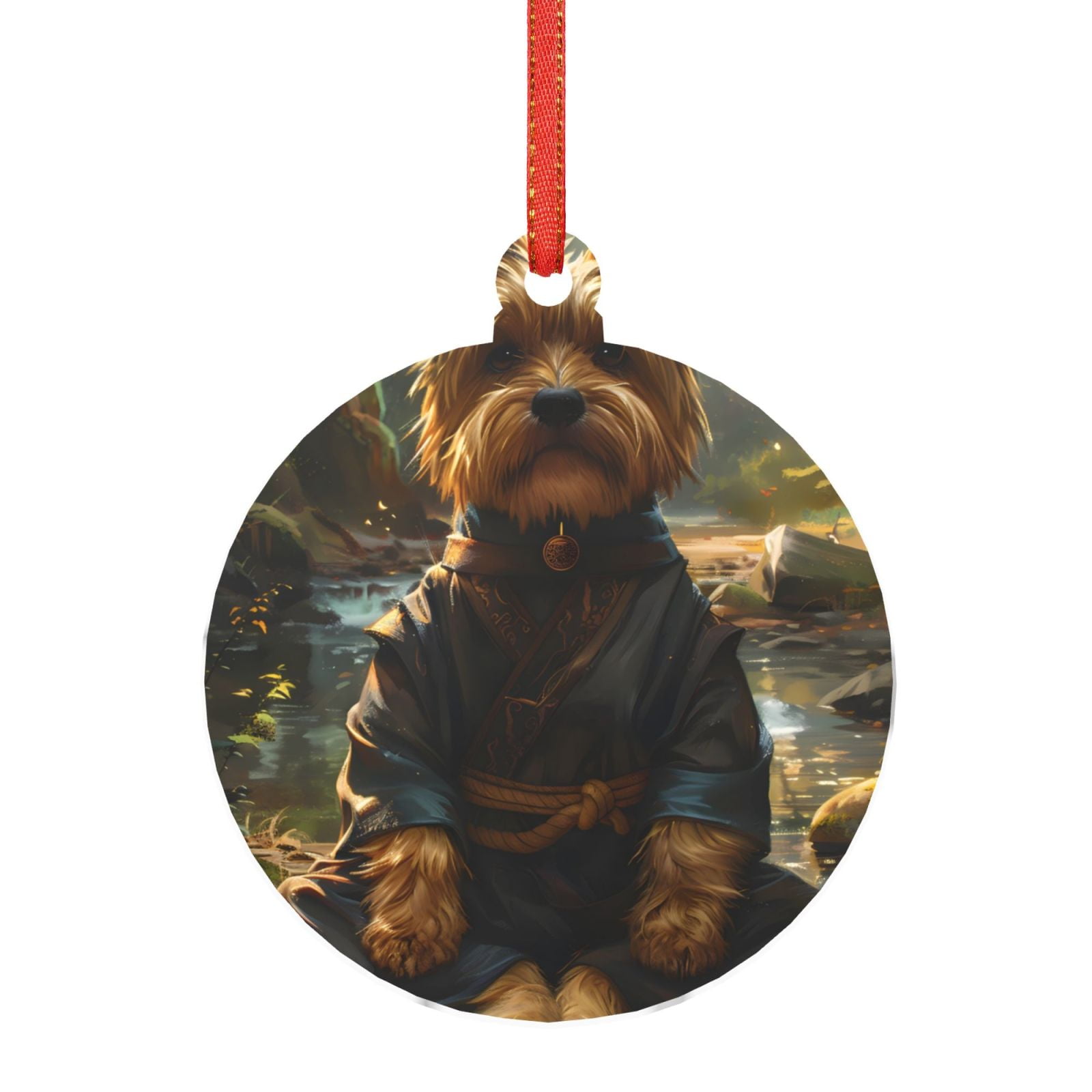 KLL Forest Creek Cute Dog Pattern Acrylic Christmas Ornaments,1 PCS Xmas Tree Decor with Ribbon ...