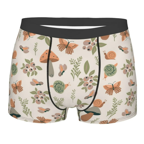 KLL Forest Mushrooms Insects Men's Cotton Boxer Briefs Underwear-Medium ...