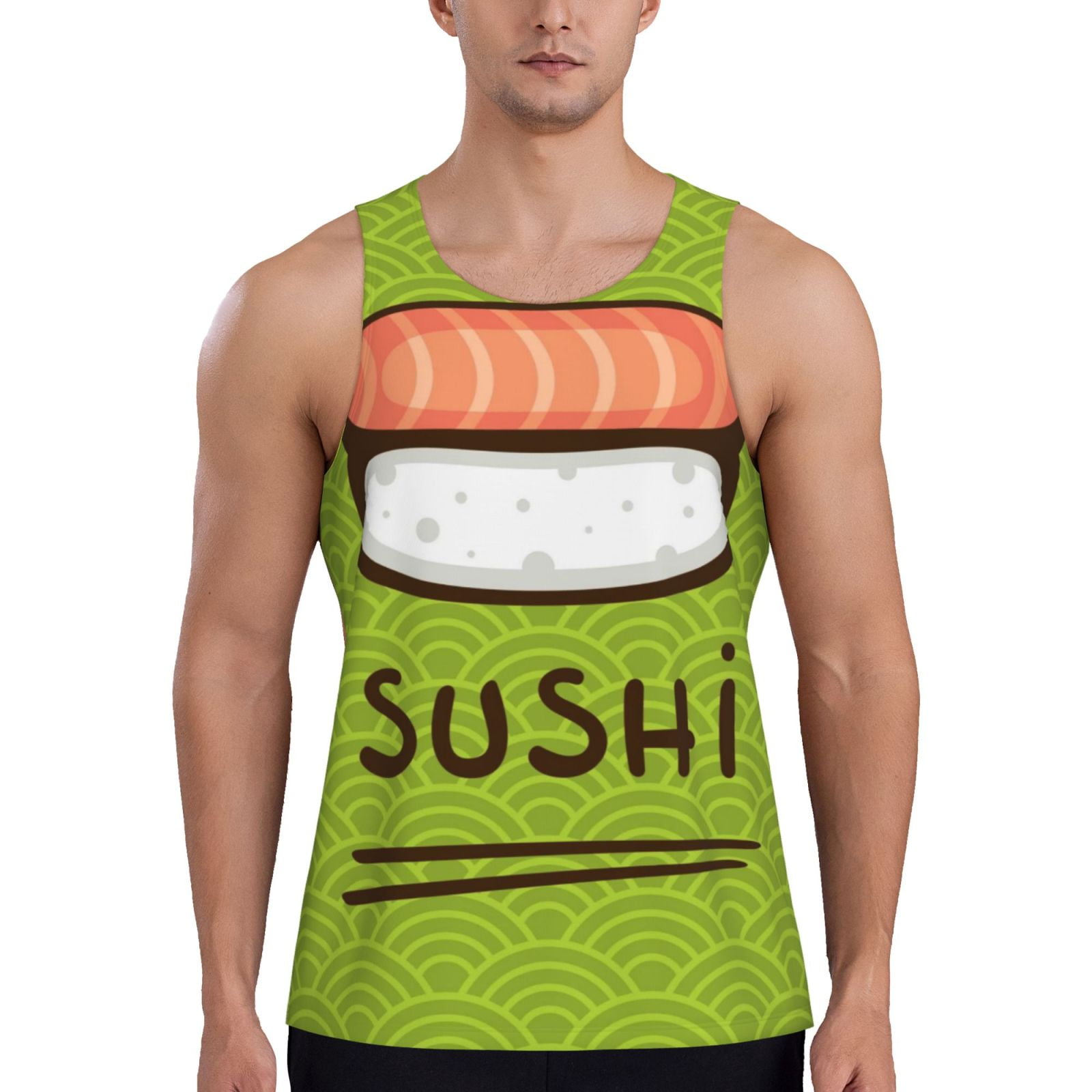 KLL Fresh Sushi Print Men's Muscle Gym Workout Stringer Tank Tops ...