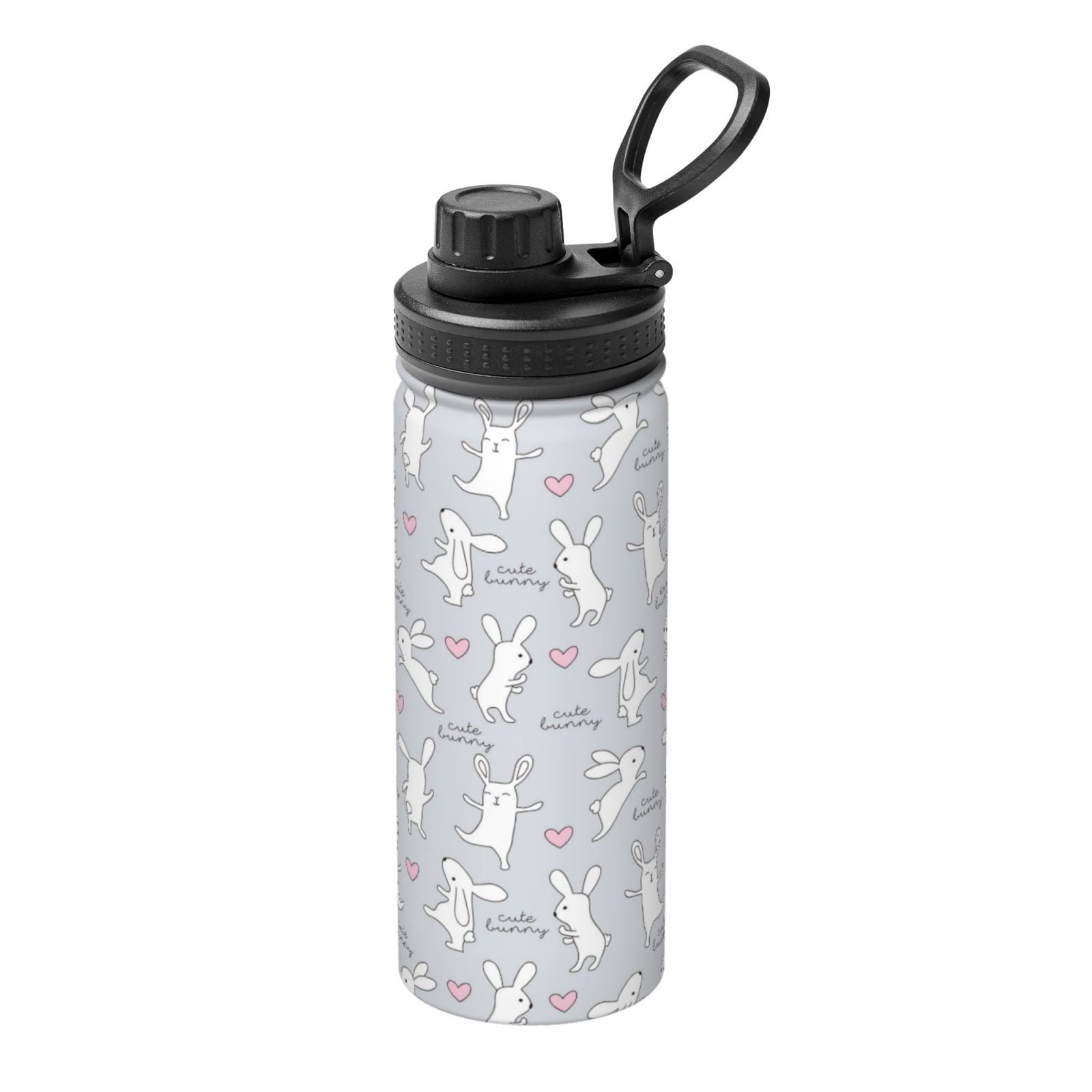 KLL Fun Rabbit Pattern 18oz Insulated Water Bottle, Stainless Steel ...
