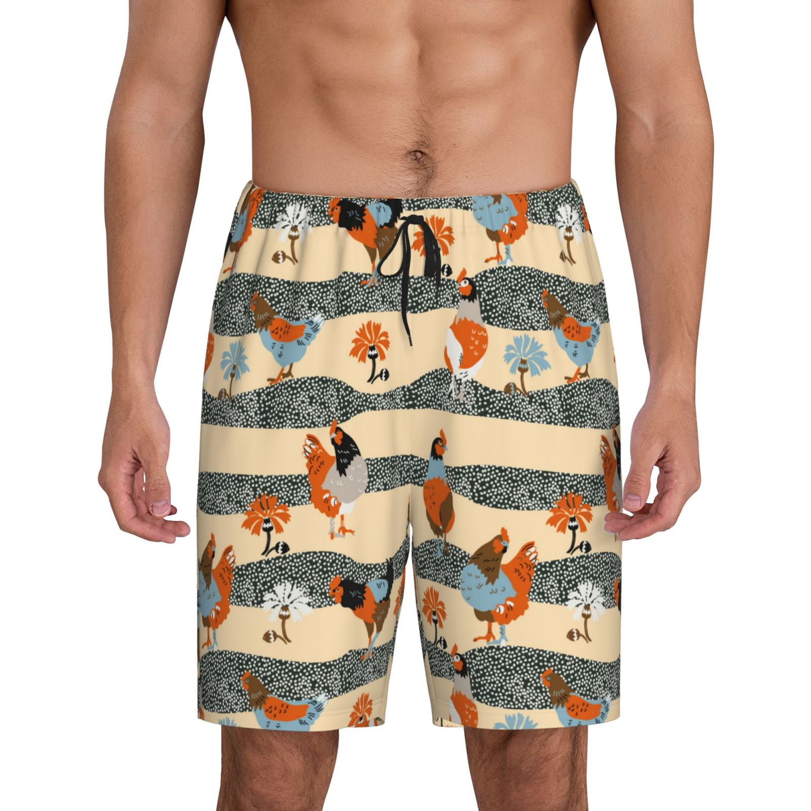 KLL Funny Chicken for Men's 1-Pack Shorts,Sleep Pajama Shorts for Men ...