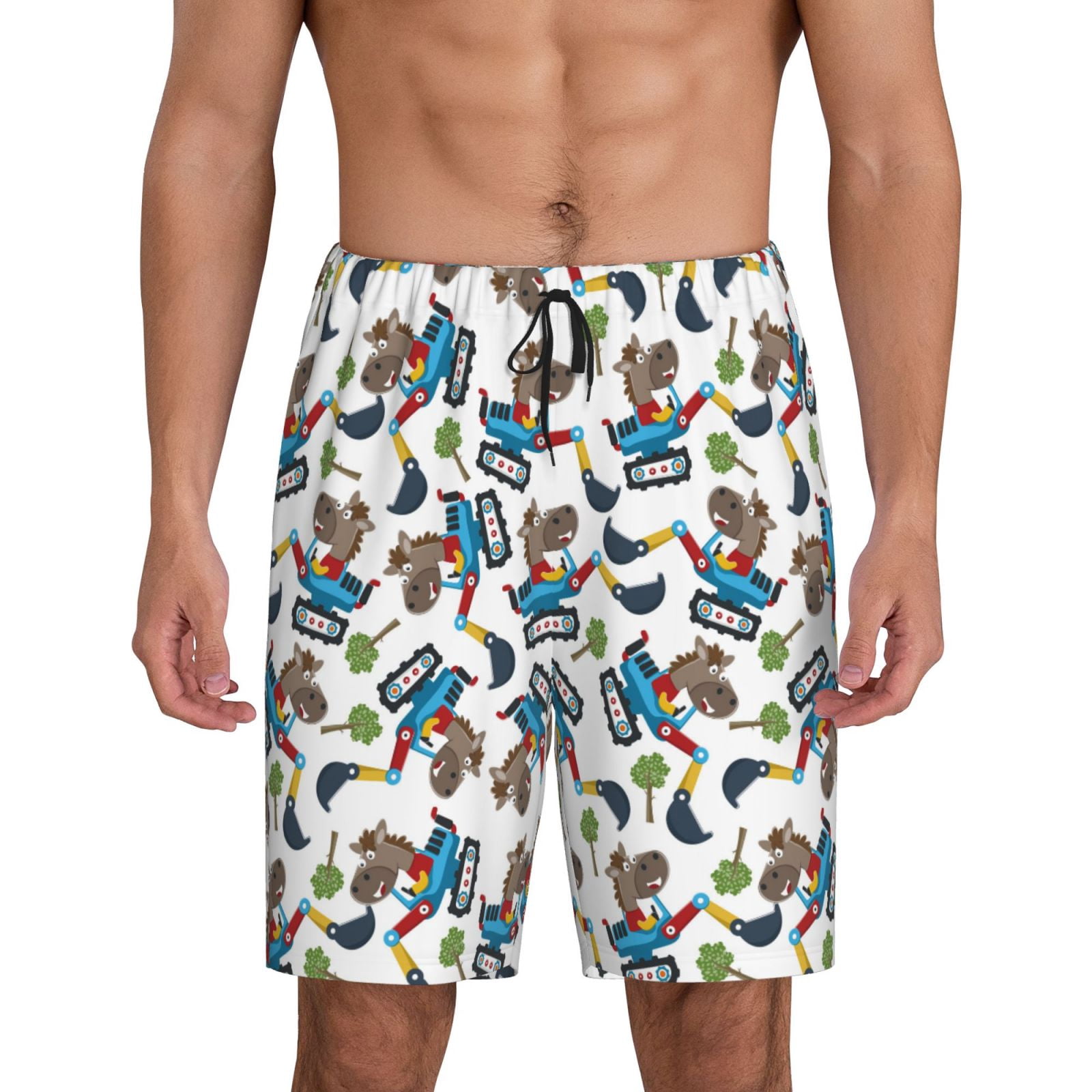 KLL Funny Excavator for Men's 1-Pack Shorts,Sleep Pajama Shorts for Men ...