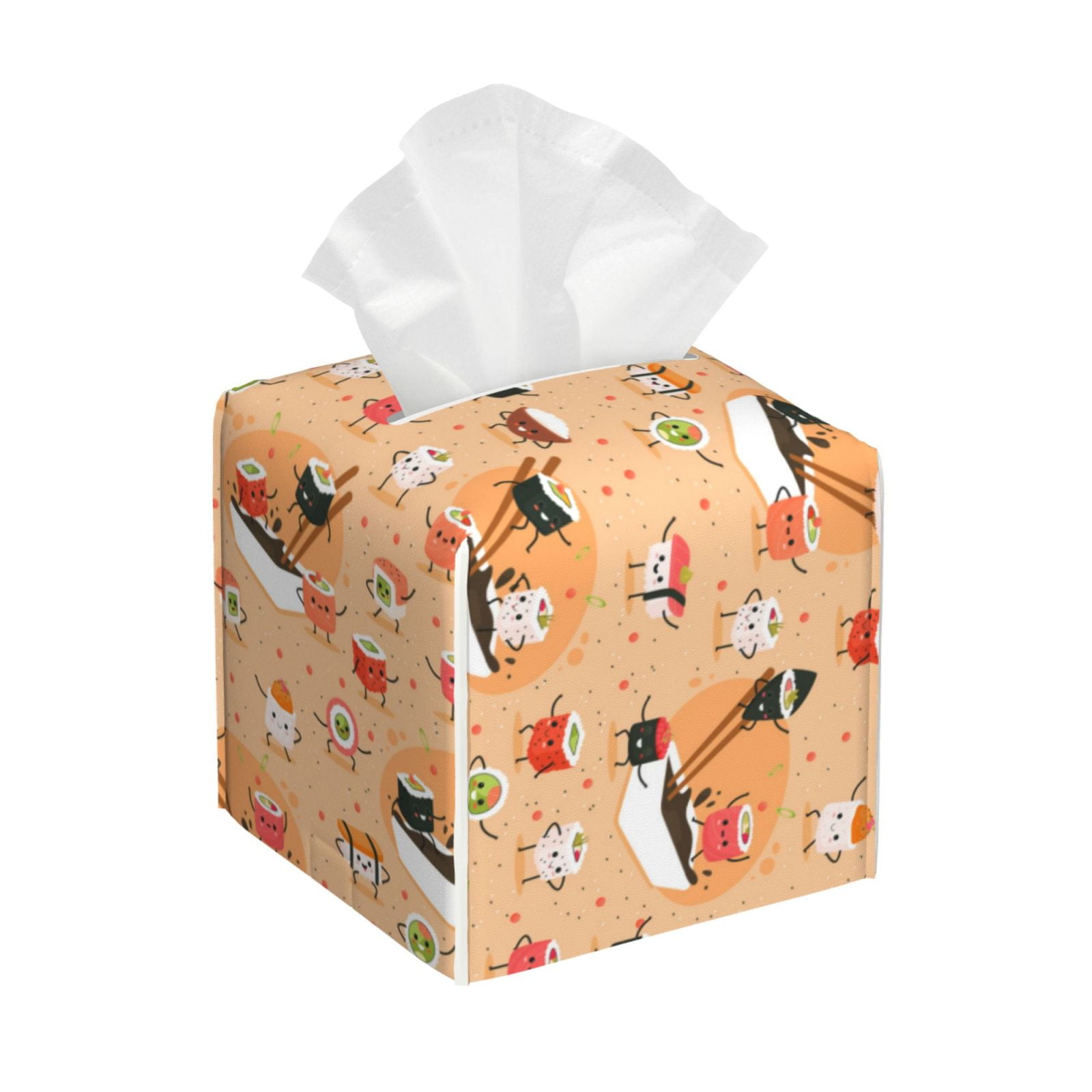 KLL Funny Sushi Print Tissue Box Cover,Leather Tissue Holder Square ...