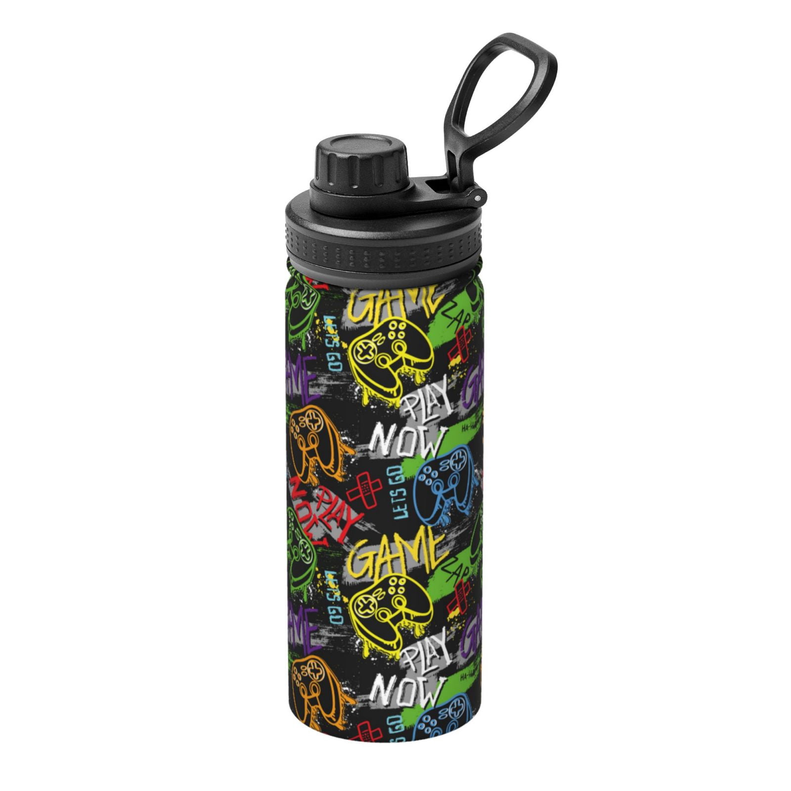 KLL Game Joysticks Pattern 18oz Insulated Water Bottle, Stainless Steel ...