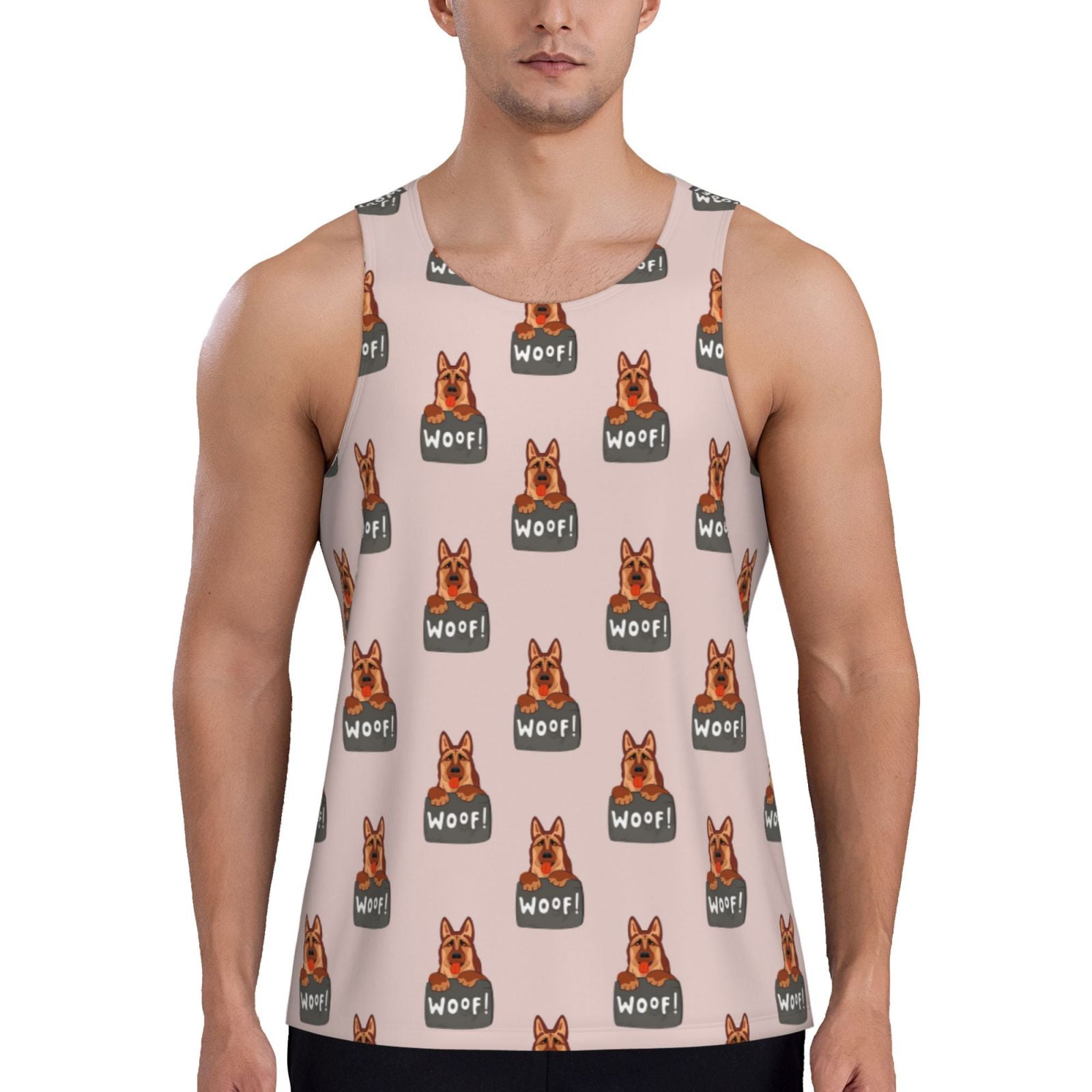 KLL German Shepherd Dog Print Men's Muscle Gym Workout Stringer Tank ...