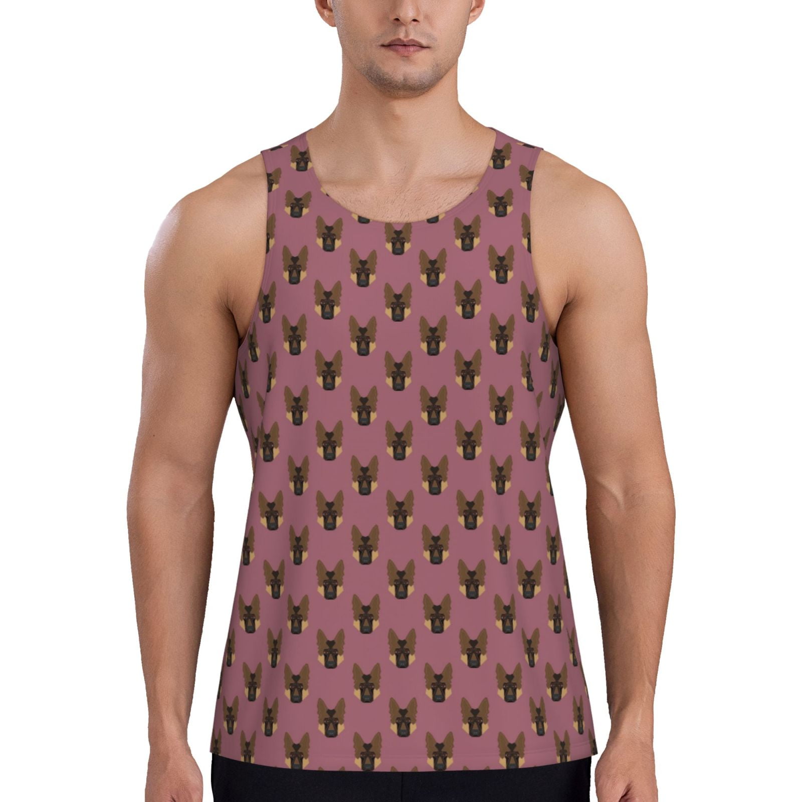 KLL German Shepherd Dog Print Men's Muscle Gym Workout Stringer Tank ...