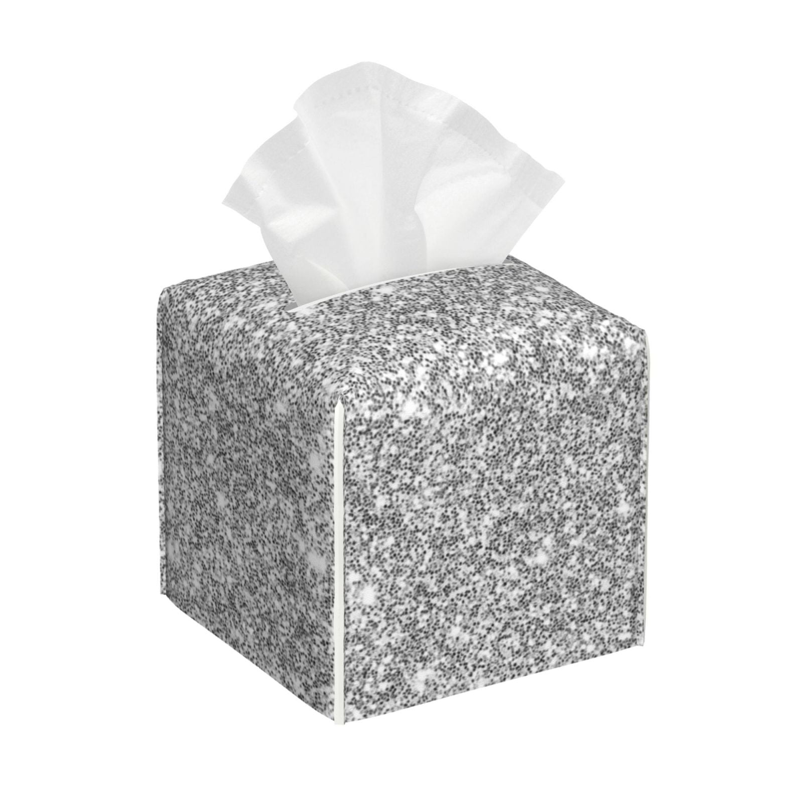 KLL GlitterSilver Print Tissue Box Cover,Leather Tissue Holder Square ...