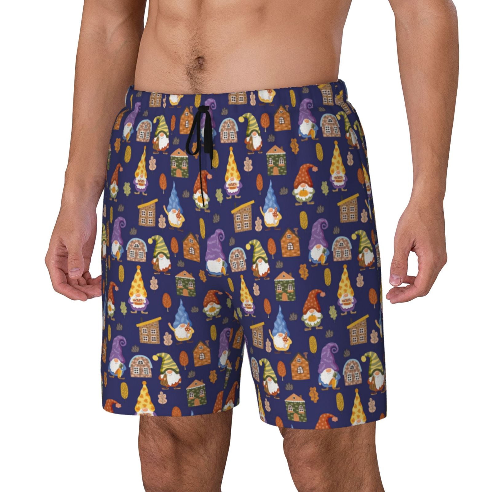 KLL Gnomes And Houses for Mens Swim Trunks Quick Dry Swim Shorts with ...