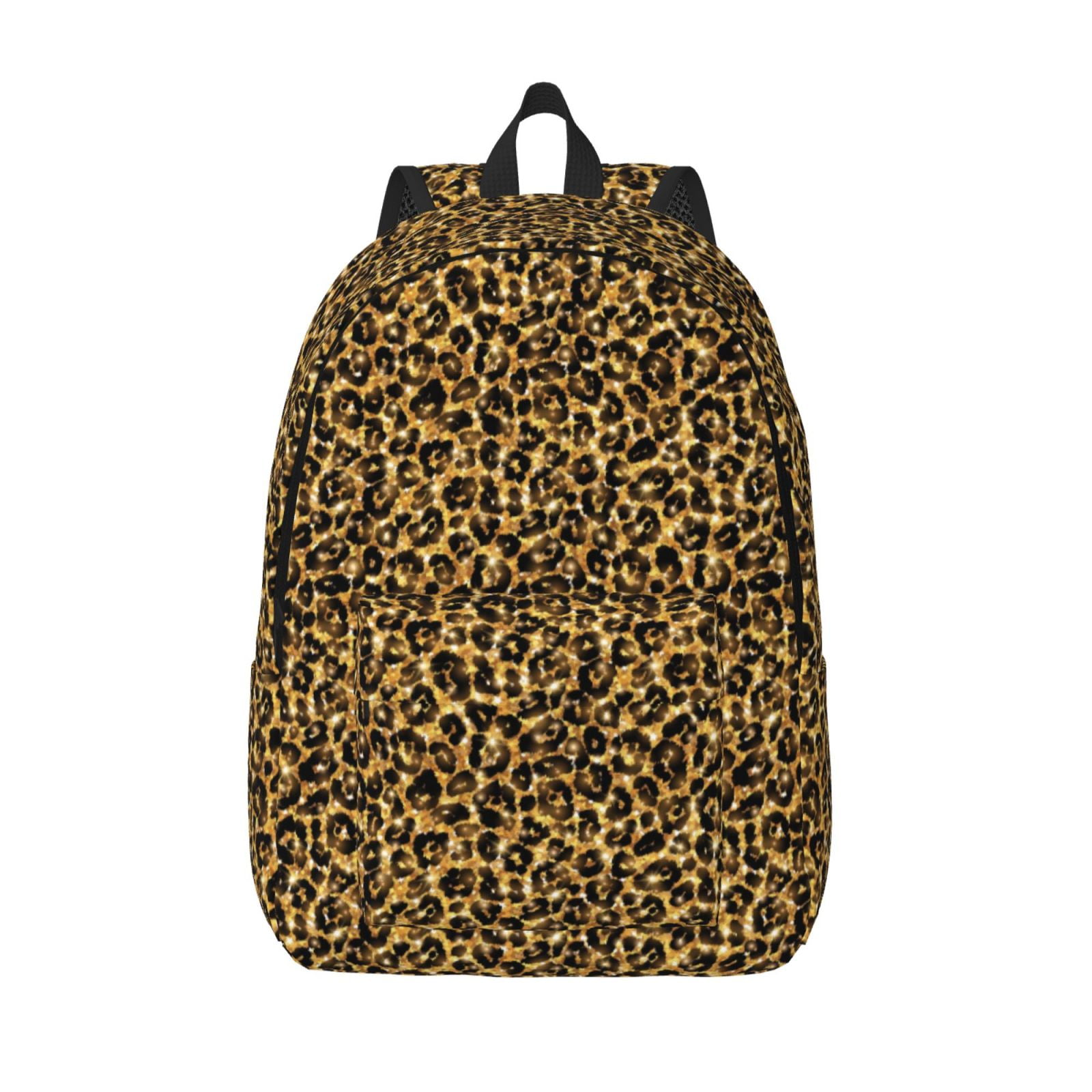 KLL Gold Glitter Leopard Print Travel Laptop Backpack - College ...