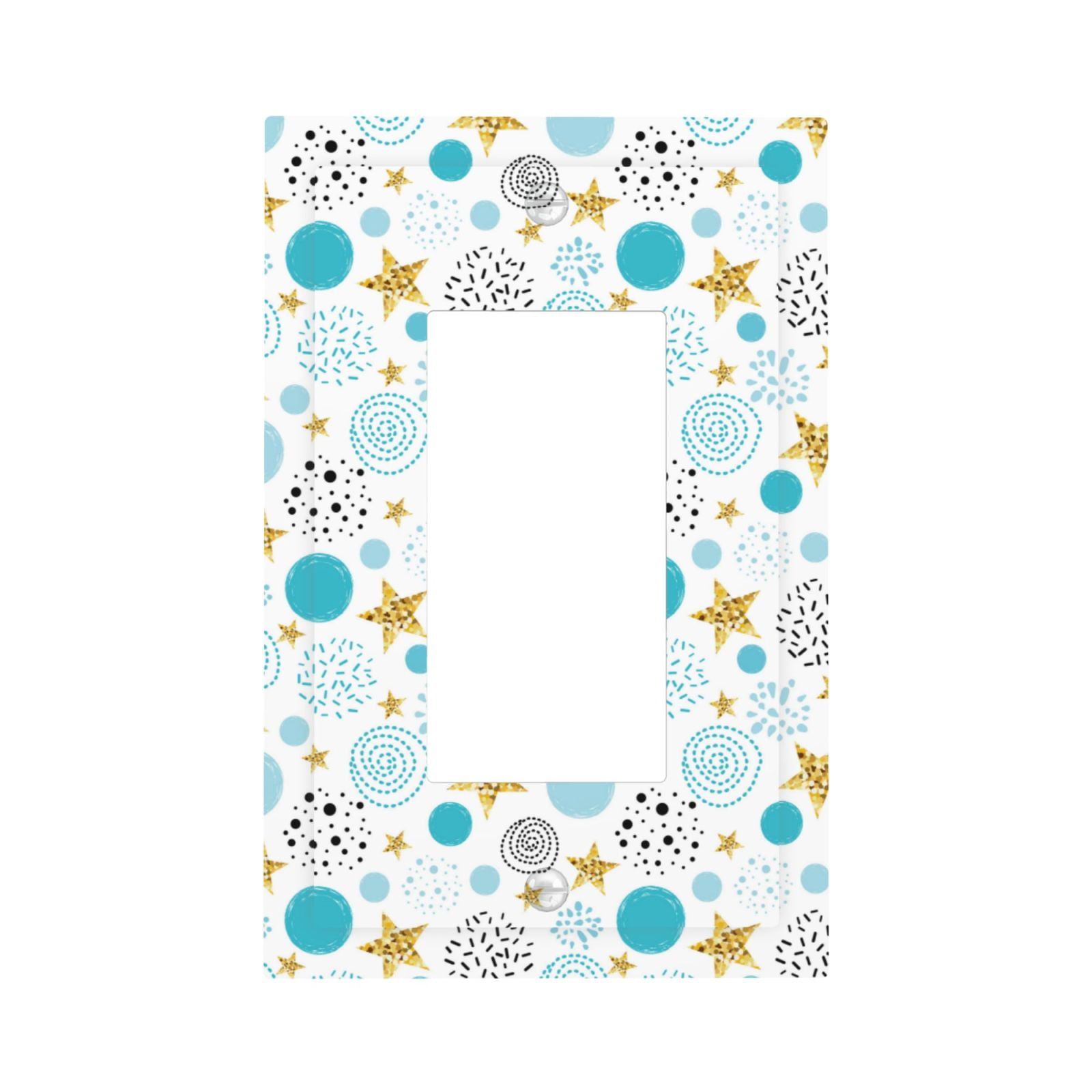 KLL Gold Stars Blue Dots Pattern Pattern Electrical Outlet Covers, 3" x ...