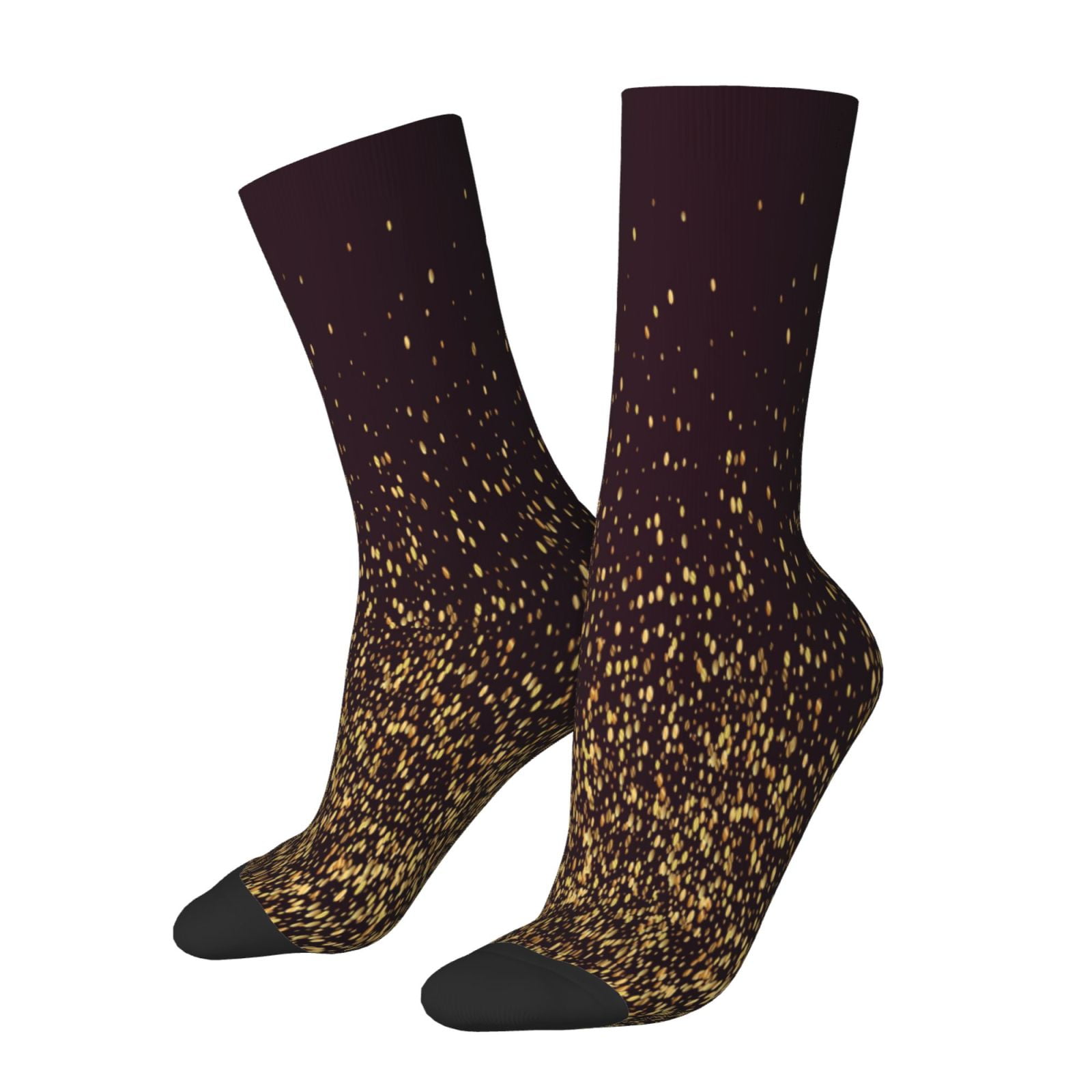KLL Gold sparklin Print Cool Socks Men's Women's Crew Socks Funny Crazy ...