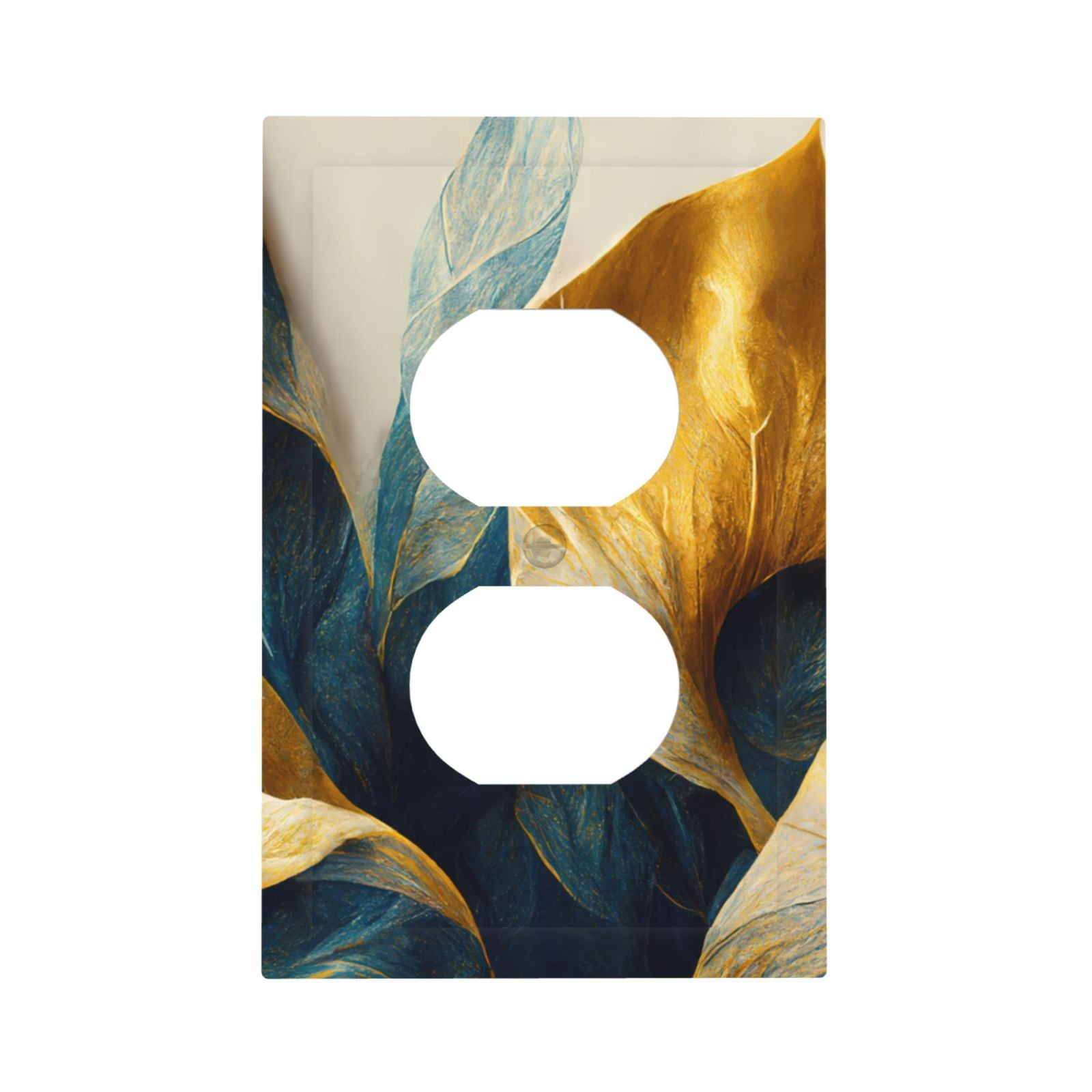 KLL Golden Blue Leaf Design Pattern Electrical Outlet Covers, 3" x 5" 1 ...