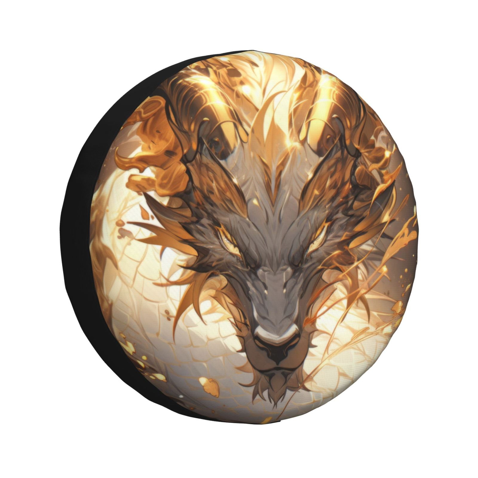 KLL Golden Horned White Dragon Pattern 14-17 inch Spare Tire Cover ...