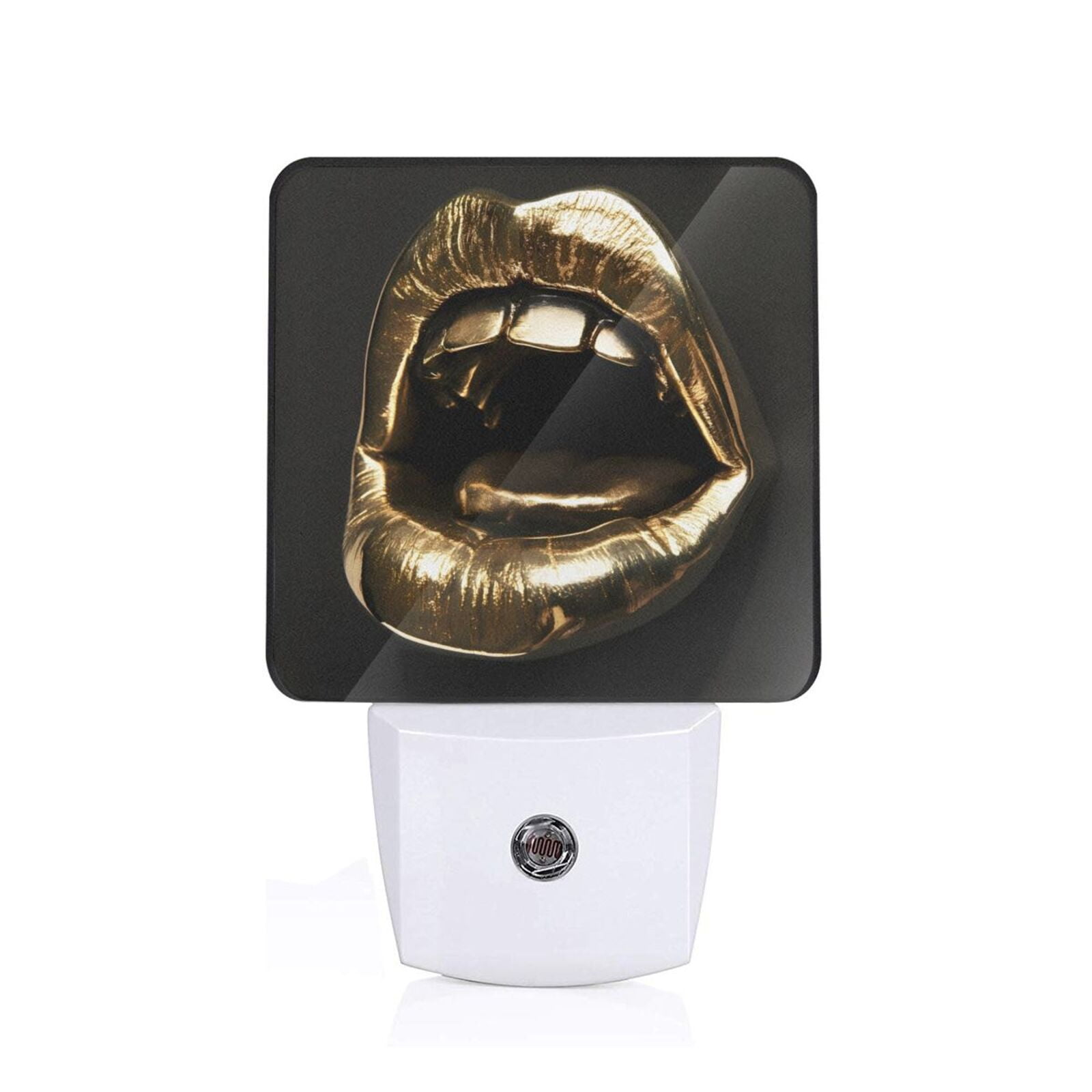 KLL Golden Lips Modern Sculpture for Night Lights,Auto Sensor Night ...