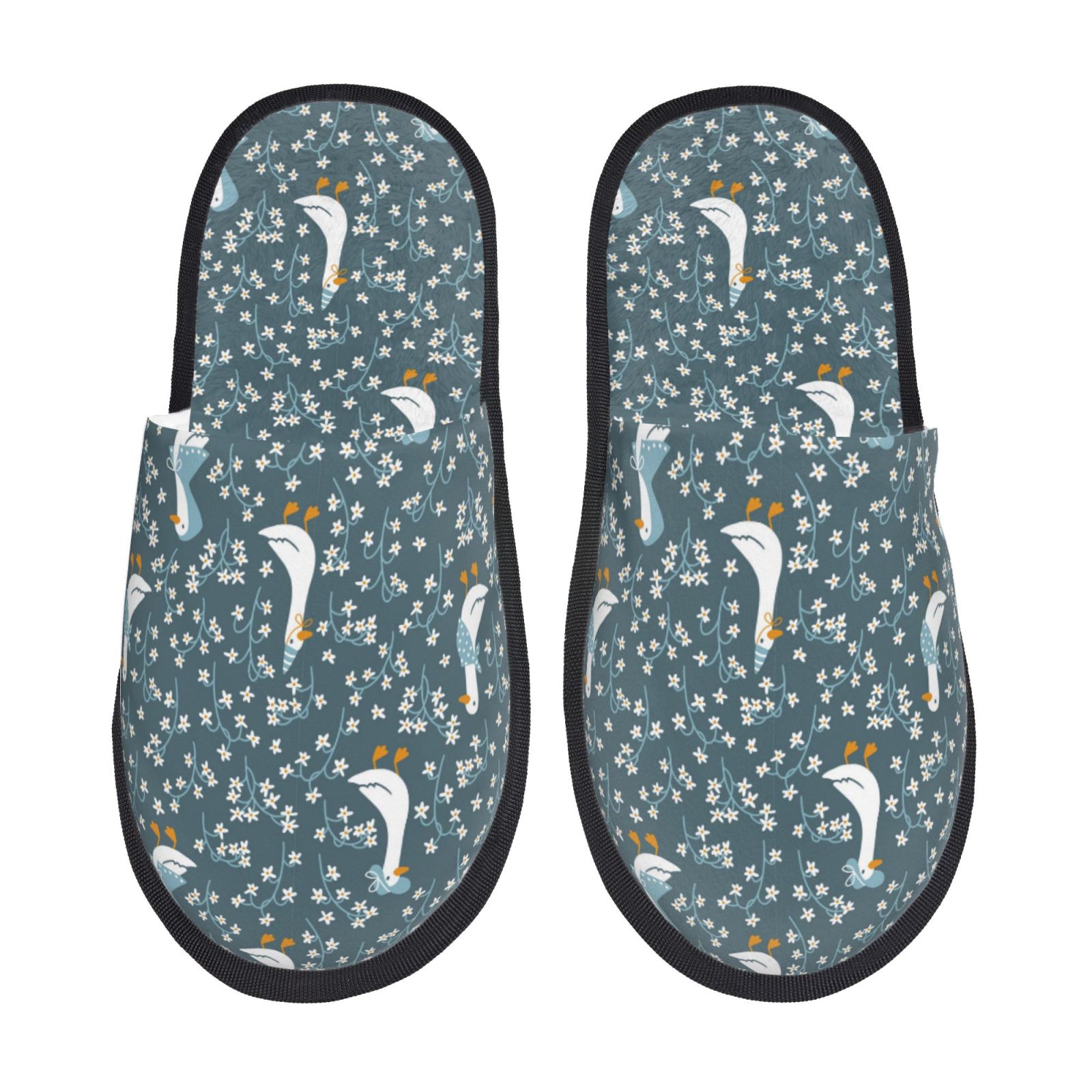 KLL Goose with meadow flowers Slippers for Women Men House Slip on ...