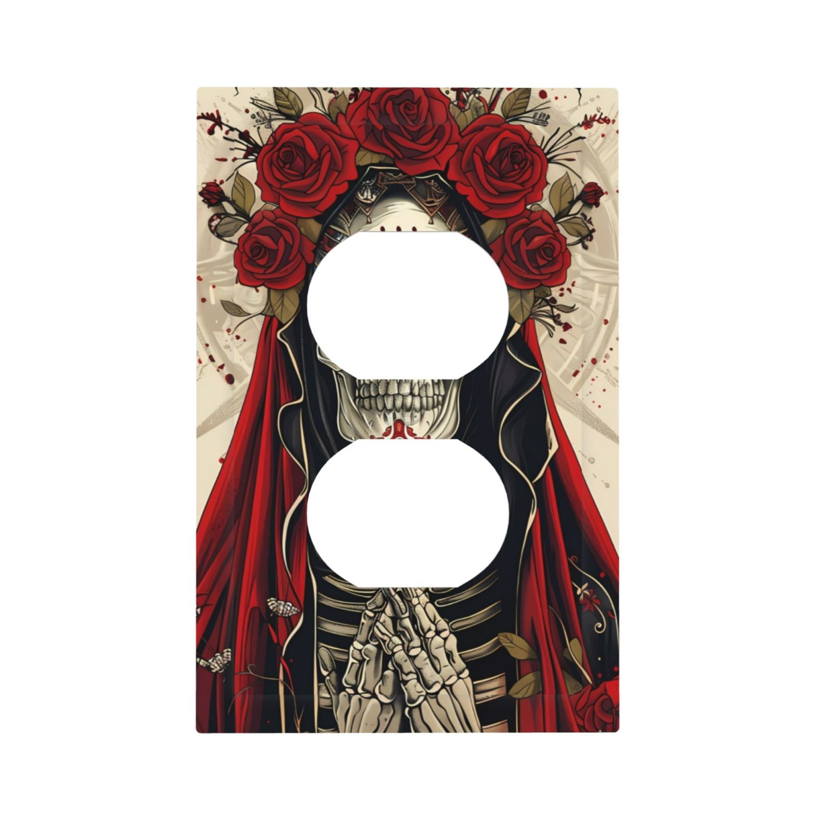 KLL Gothic Skull With Roses Pattern Electrical Outlet Covers, 3" x 5" 1 ...
