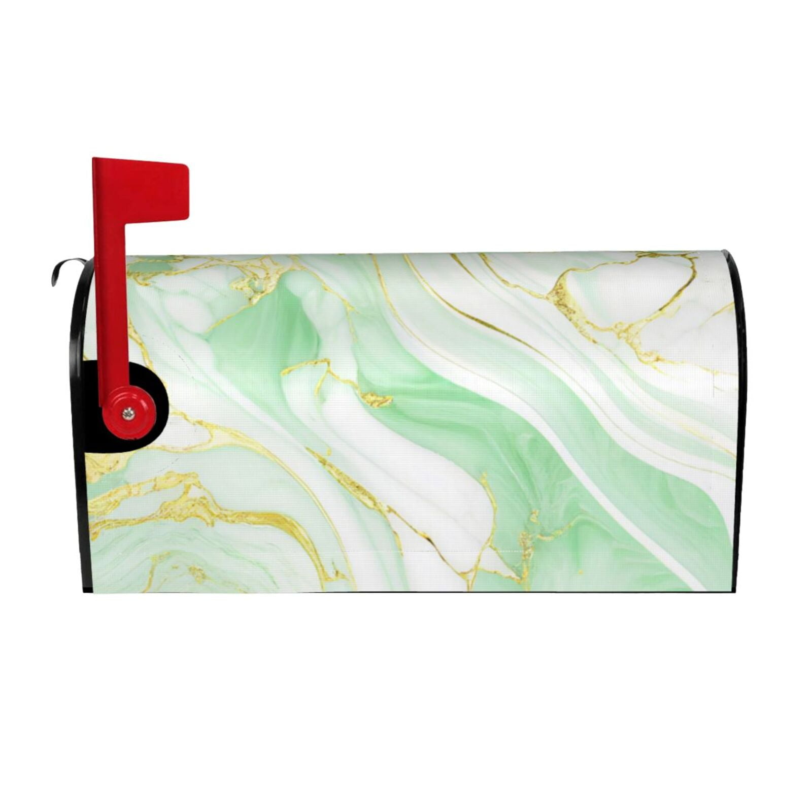 KLL Green And Gold Abstract Marble Pattern Mailbox Covers,Magnetic ...
