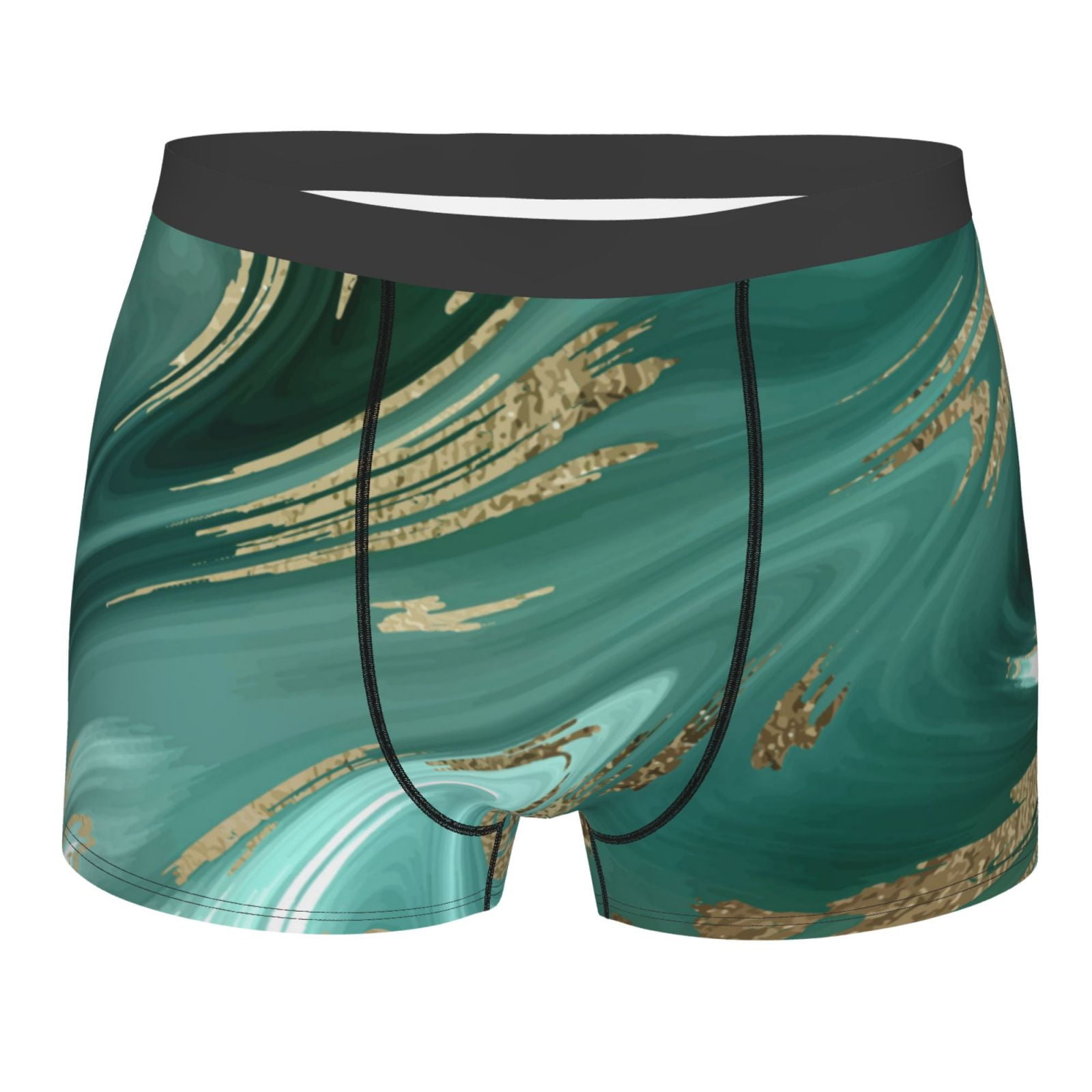 KLL Green And Gold Marble Men's Cotton Boxer Briefs Underwear-Large ...