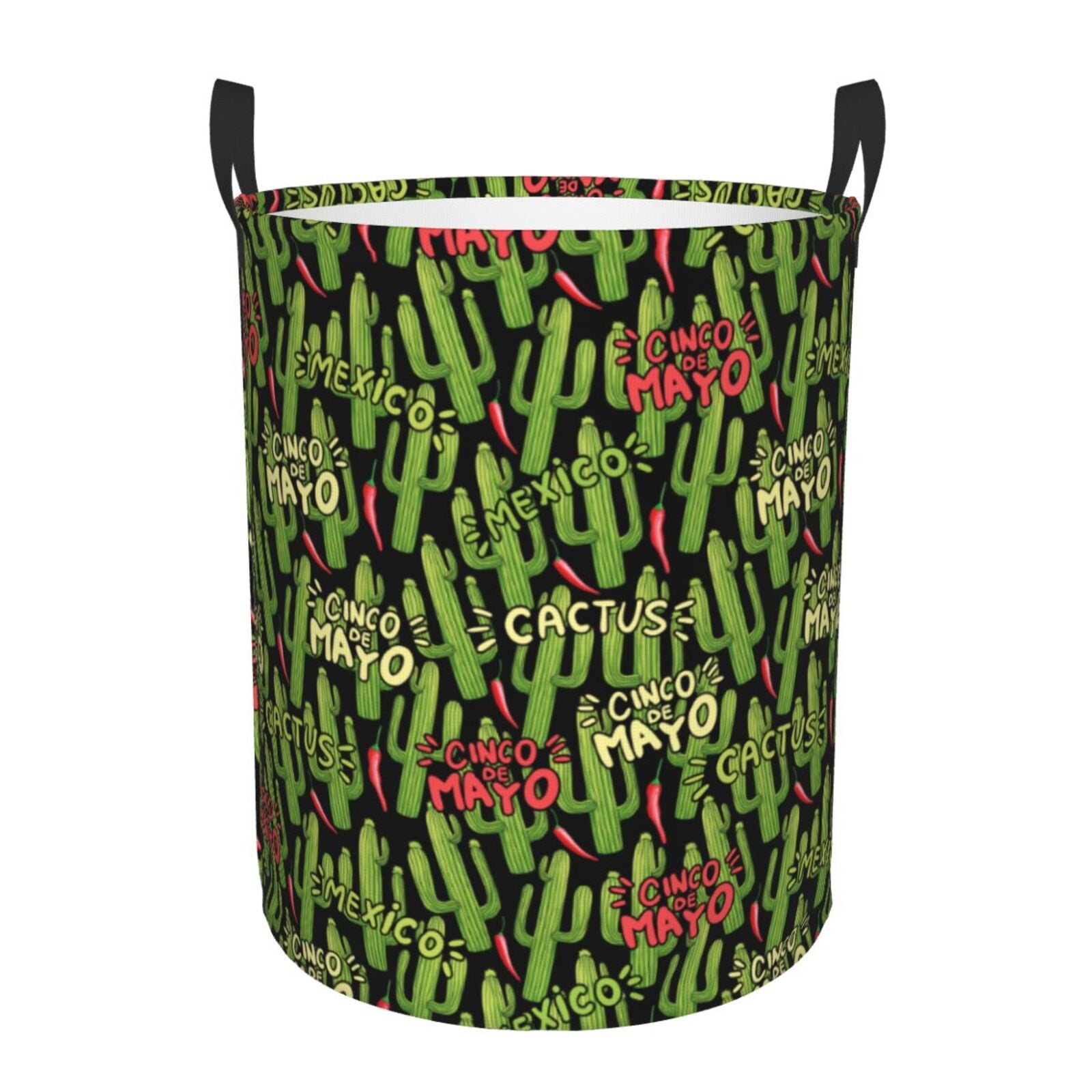 KLL Green Cacti And Red Chili Waterproof Foldable Laundry Hamper Bucket ...
