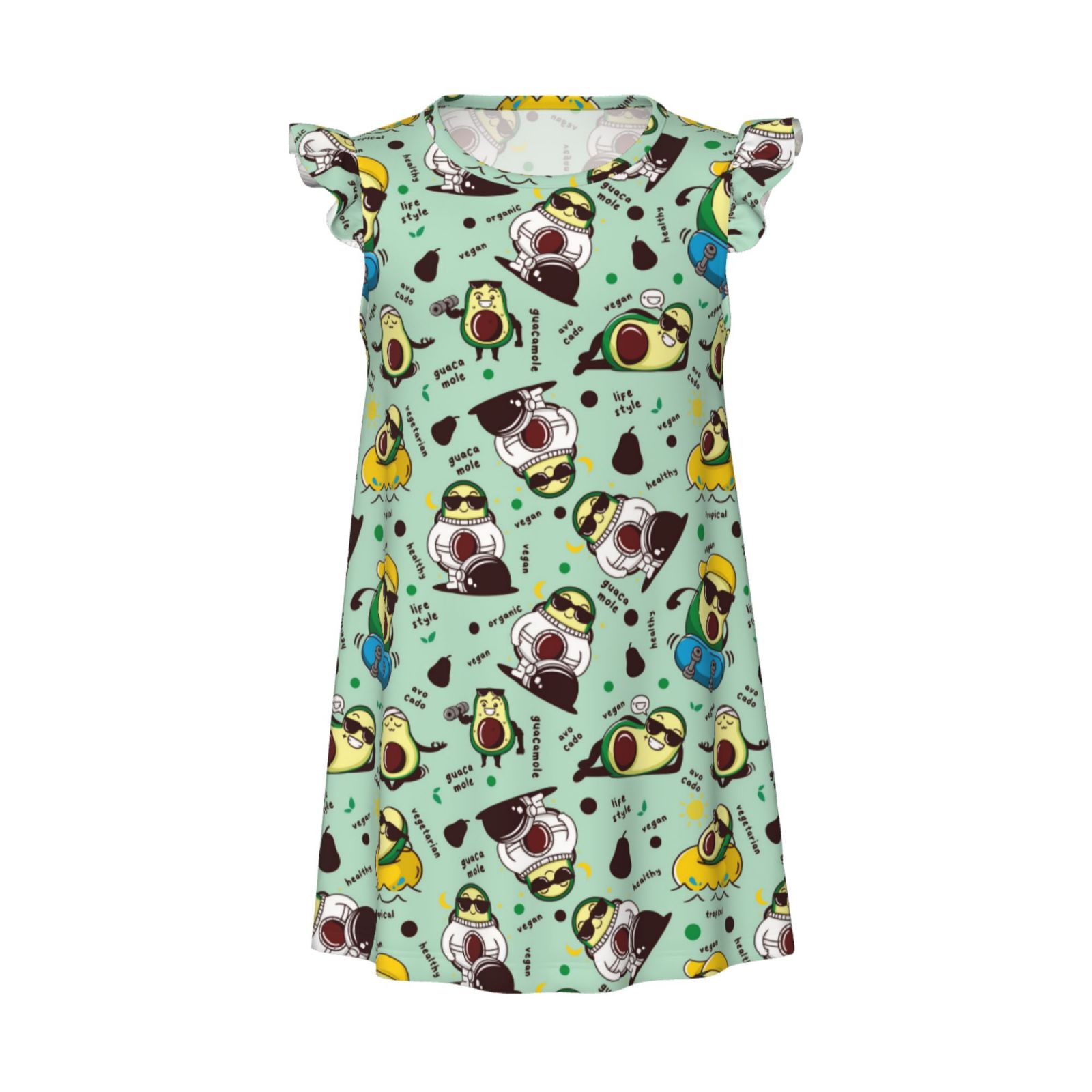 KLL Green Cute Avocado Print Girls Nightgowns Pajamas for Girl ...