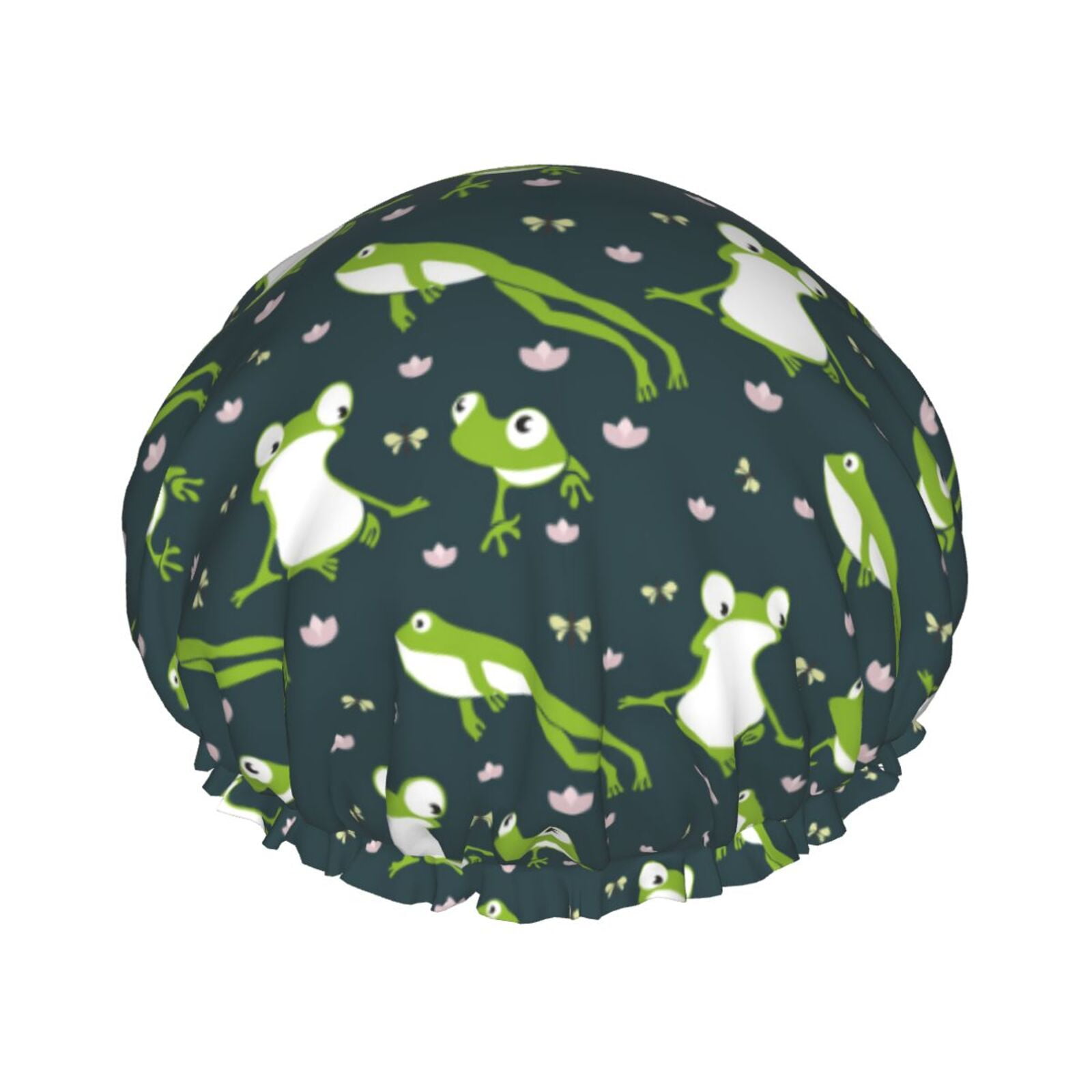 KLL Green Frogs Pattern Shower Cap & Bath Cap for Women,Reversible ...