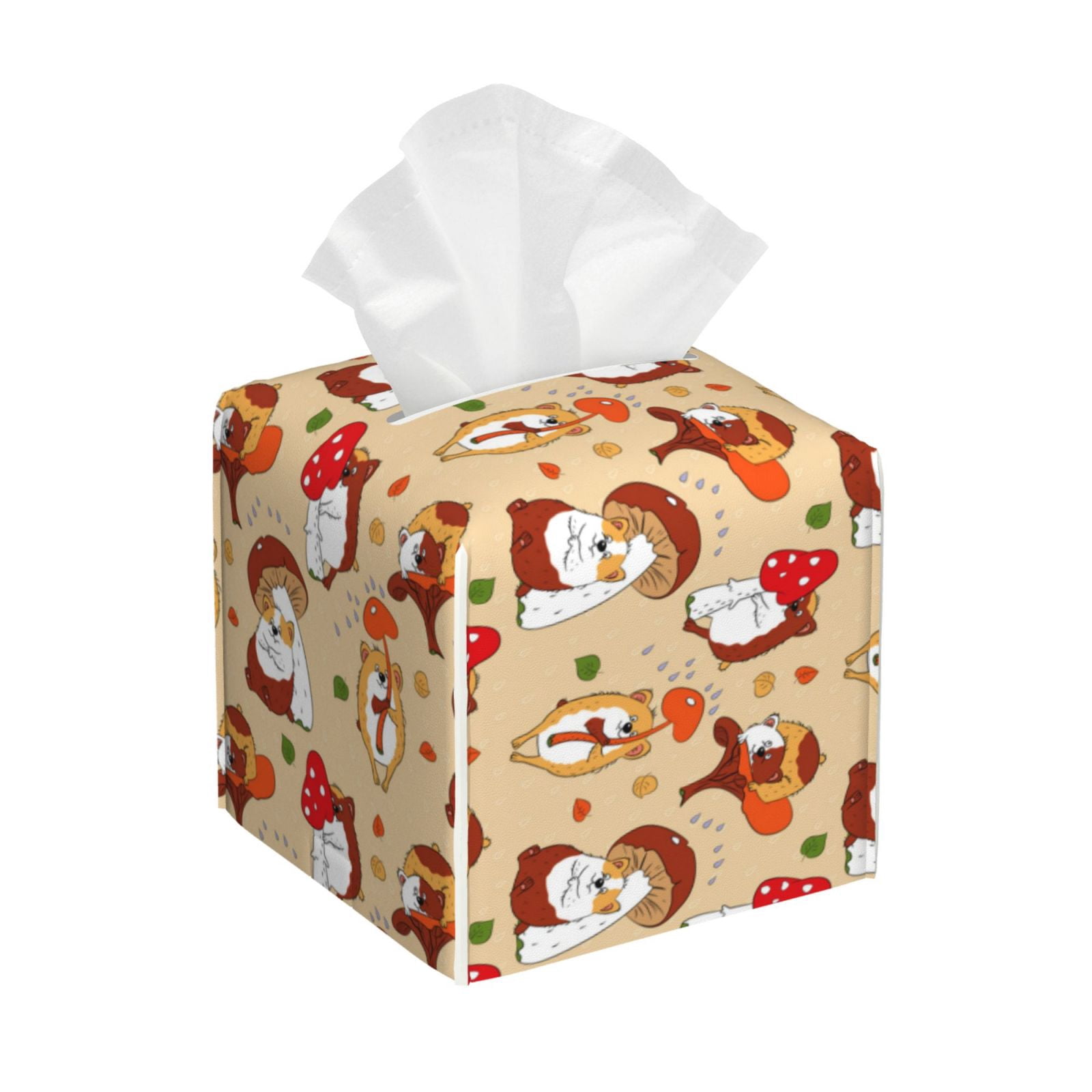 KLL Guinea Pigs And Mushrooms Print Tissue Box Cover,Leather Tissue ...