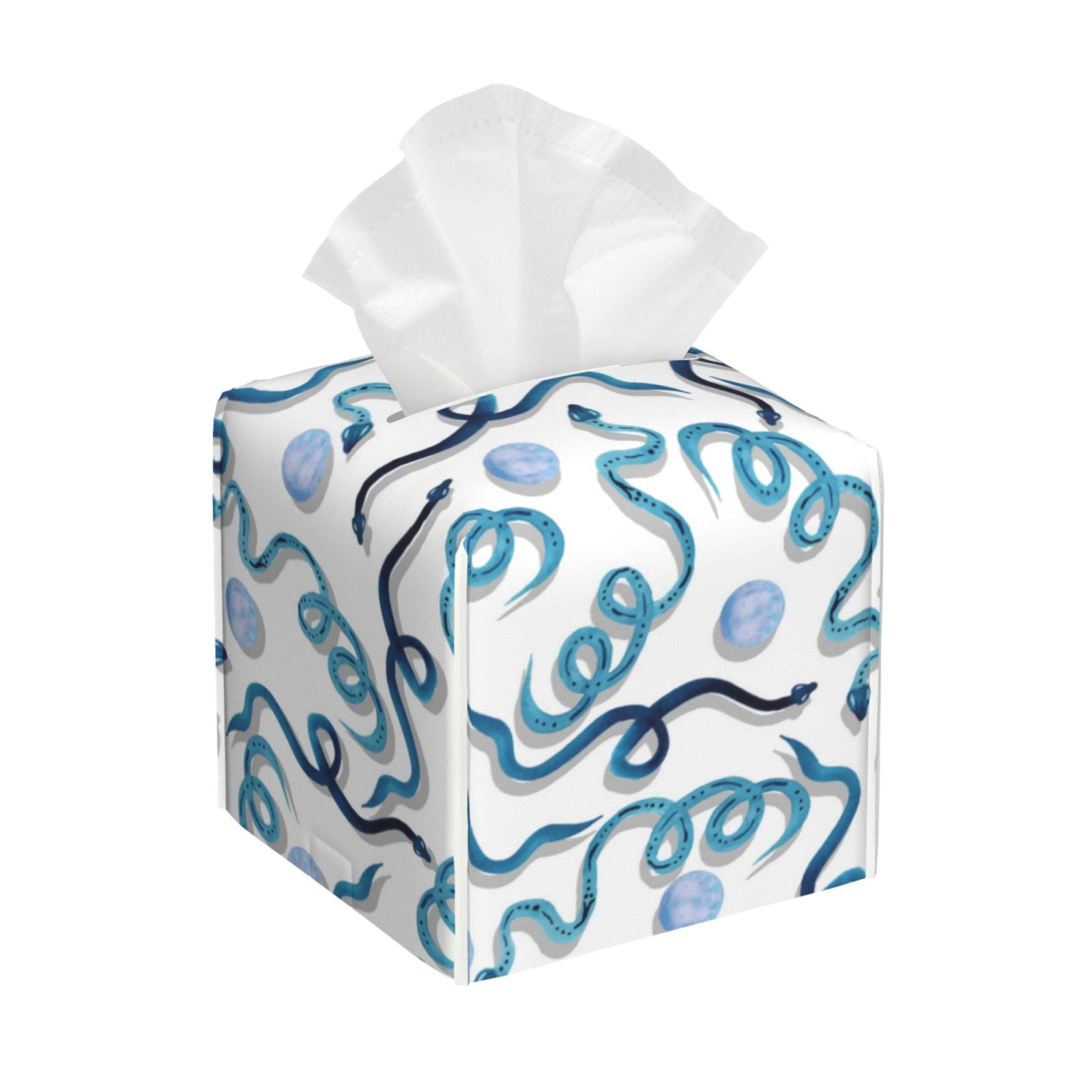 KLL Hand Drawn Snake Print Tissue Box Cover,Leather Tissue Holder ...