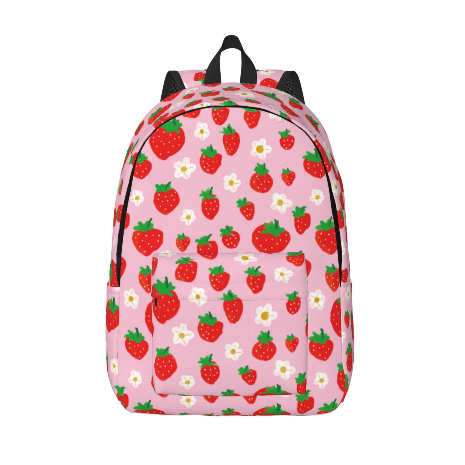 KLL Hand Drawn Strawberry Print Travel Laptop Backpack - College ...