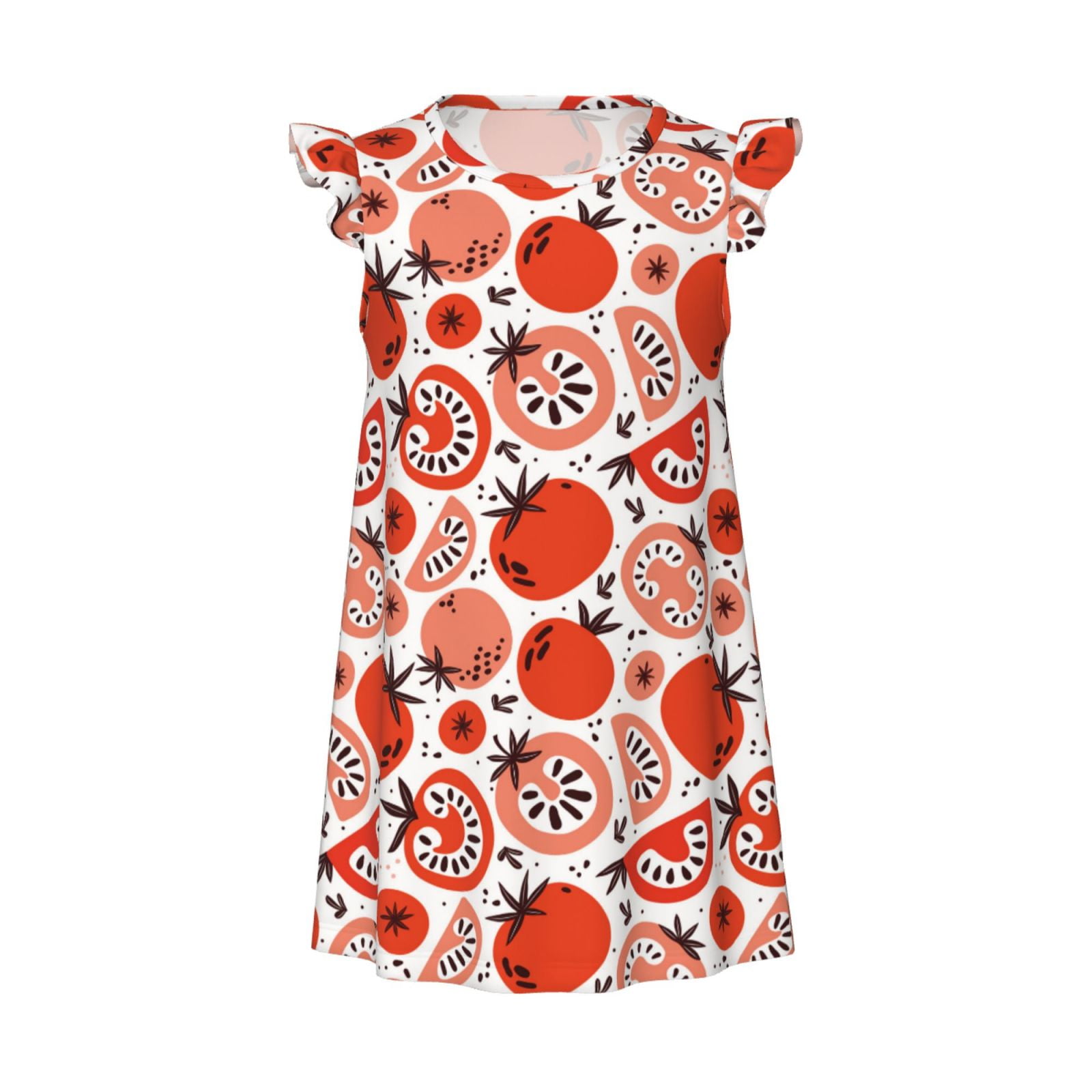 Kll Hand Drawn Tomatoes Print Girls Nightgowns Pajamas For Girl