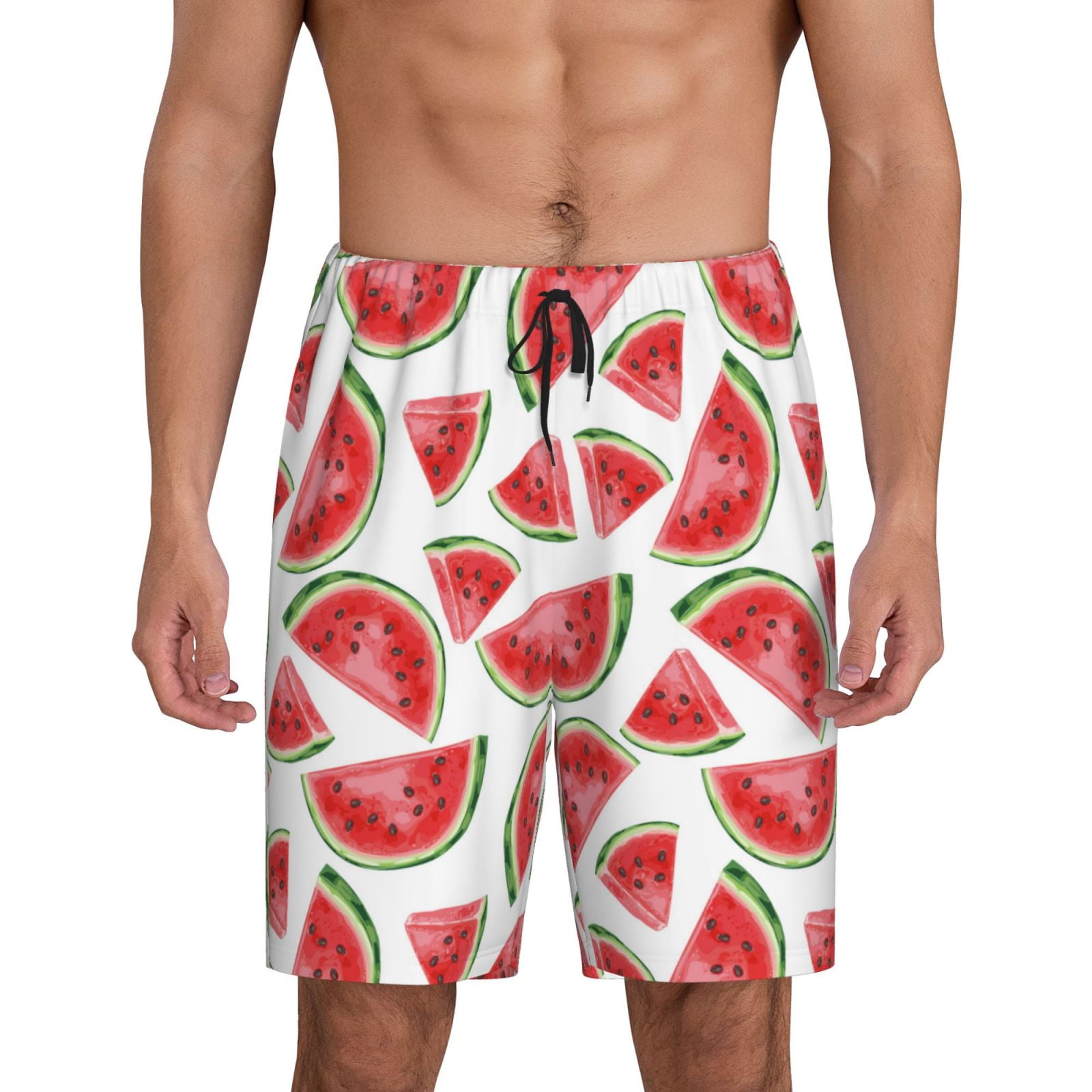 KLL Hand Drawn Watermelon for Men's 1-Pack Shorts,Sleep Pajama Shorts ...