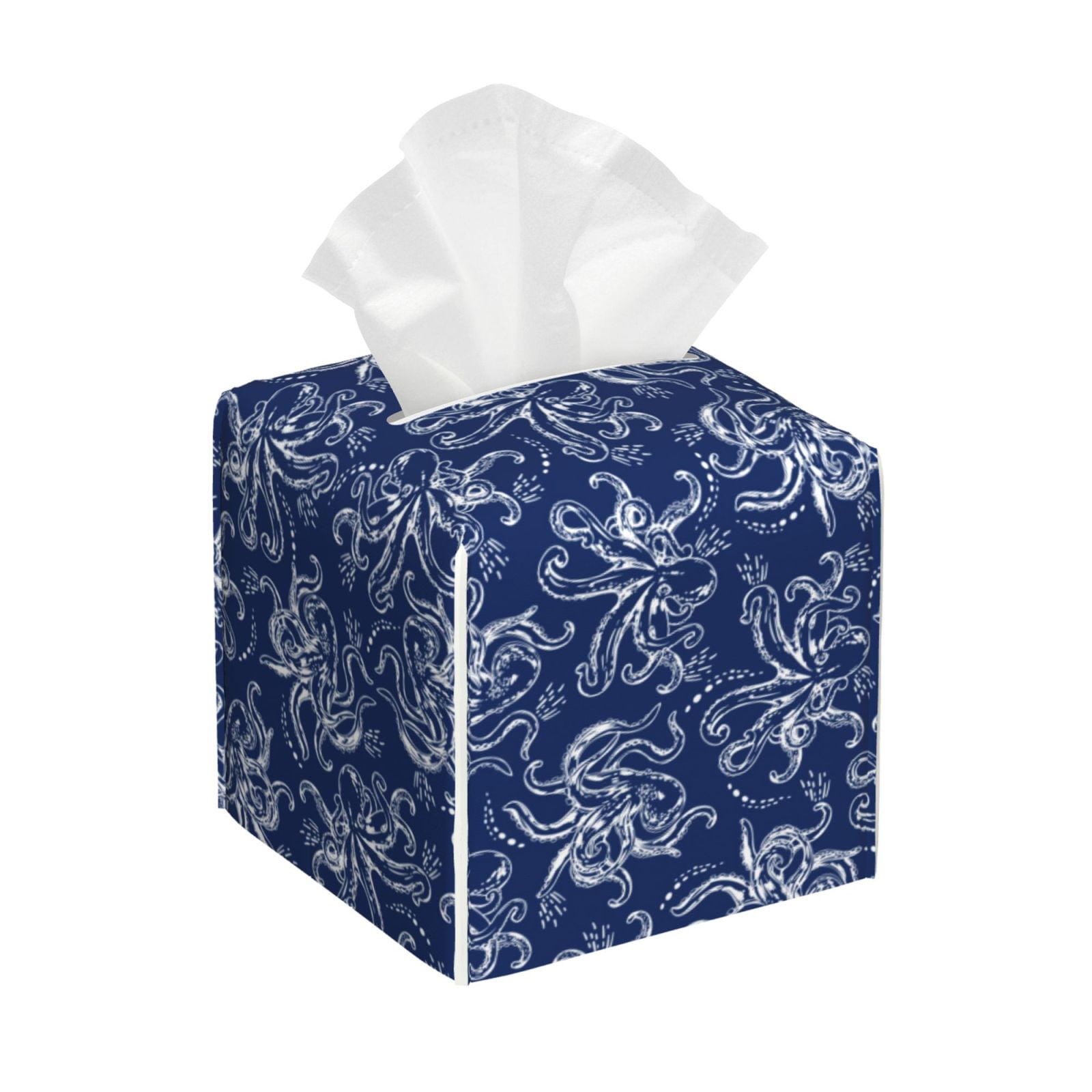 KLL Hand drawn octopus Print Tissue Box Cover,Leather Tissue Holder ...