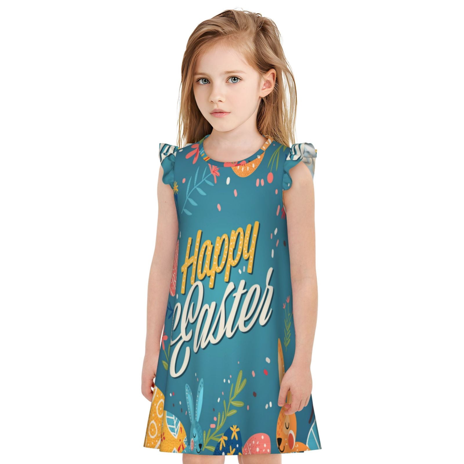 KLL Happy Easter Print Girls Nightgowns Pajamas for Girl Sleepwear ...