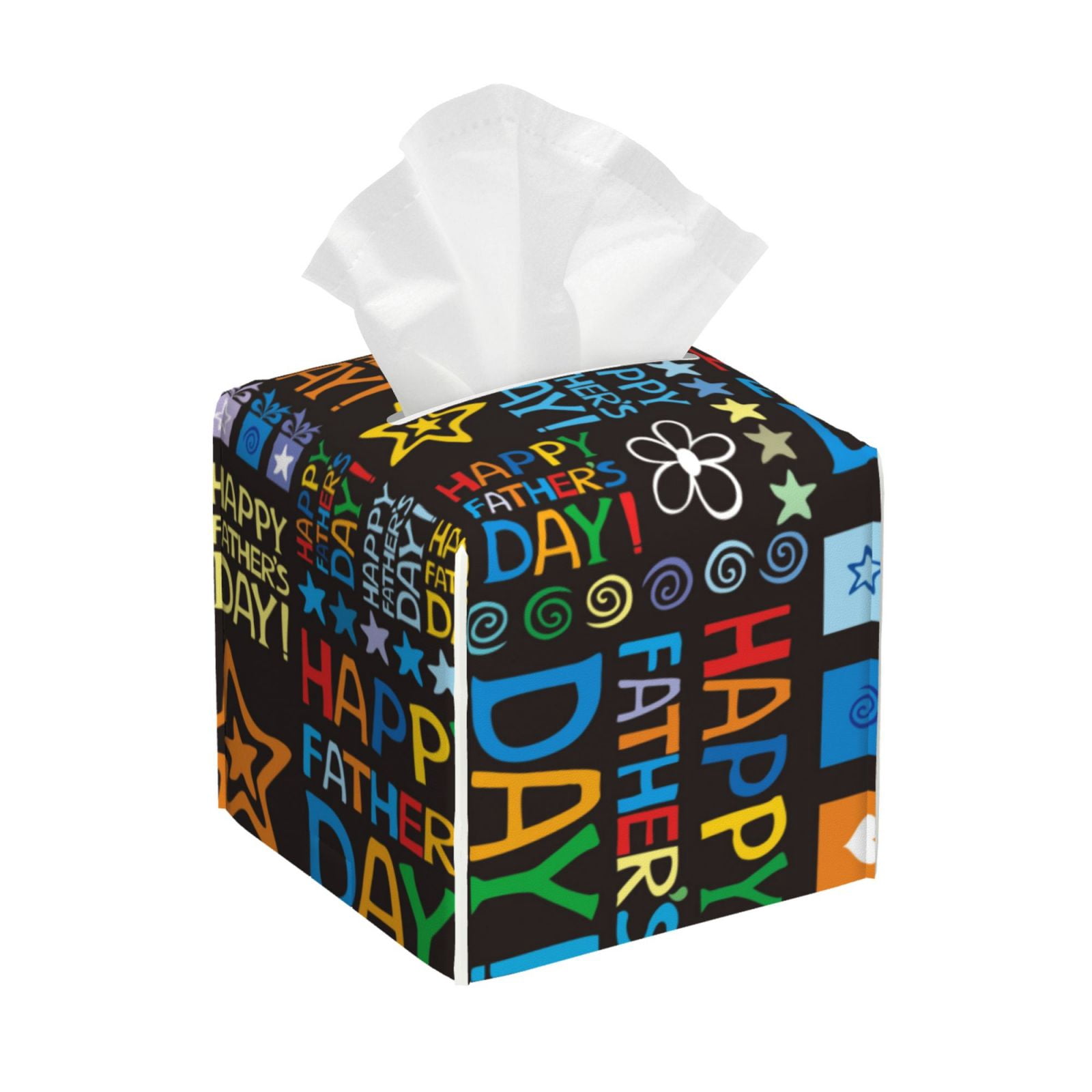 KLL Happy Father Day Print Tissue Box Cover,Leather Tissue Holder ...