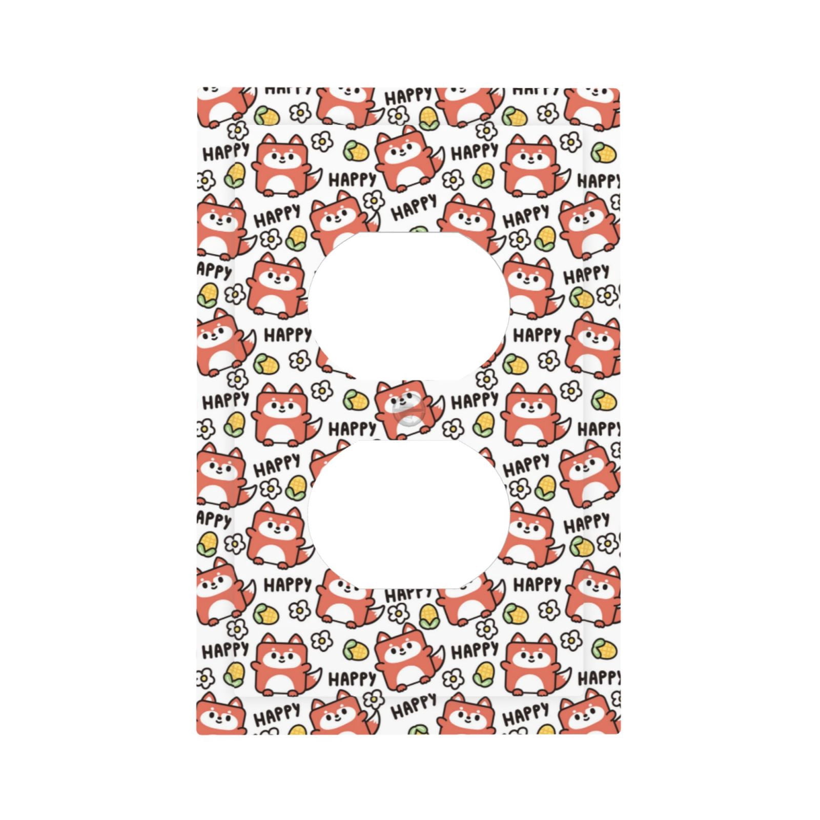 KLL Happy Foxy Faces Pattern Electrical Outlet Covers, 3" x 5" 1 Pack ...