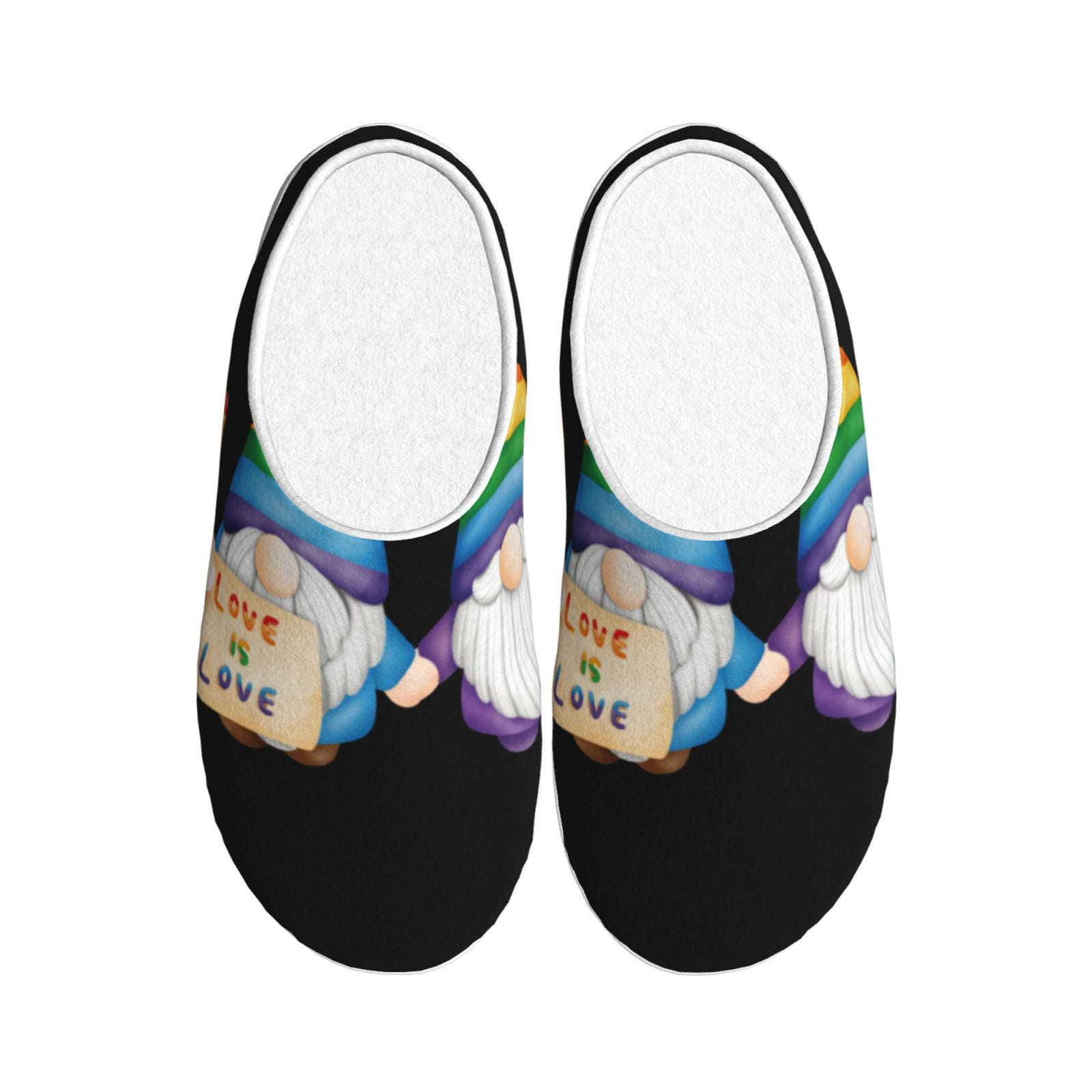 KLL Happy Pride Gnome Pattern Adult Unisex Cozy Slippers,Fuzzy Slip-on ...