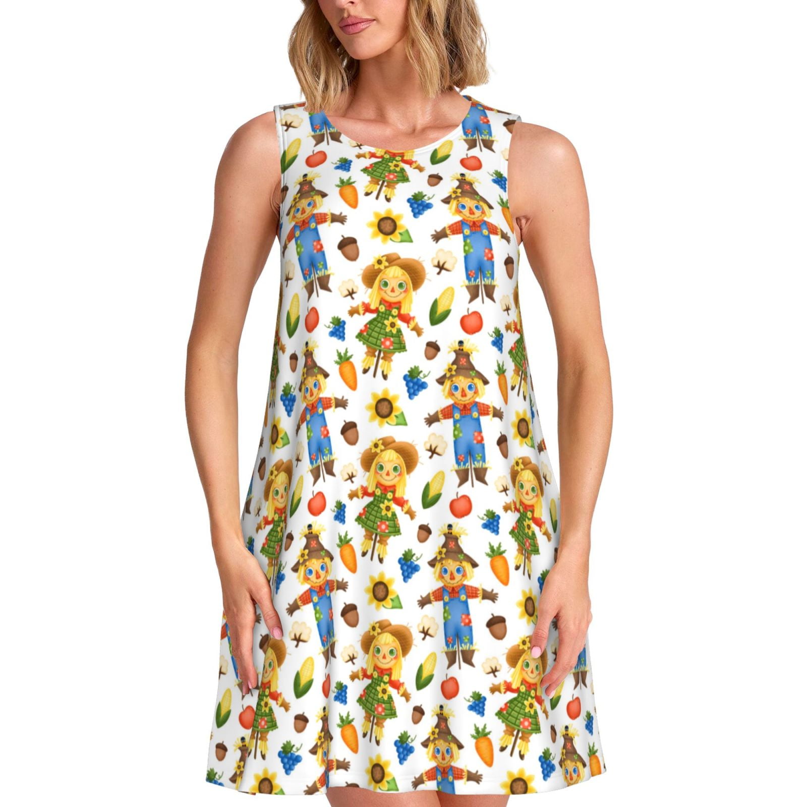 KLL Harvest Scarecrow Pattern Pattern Womens Summer Dresses 2025,Loose ...