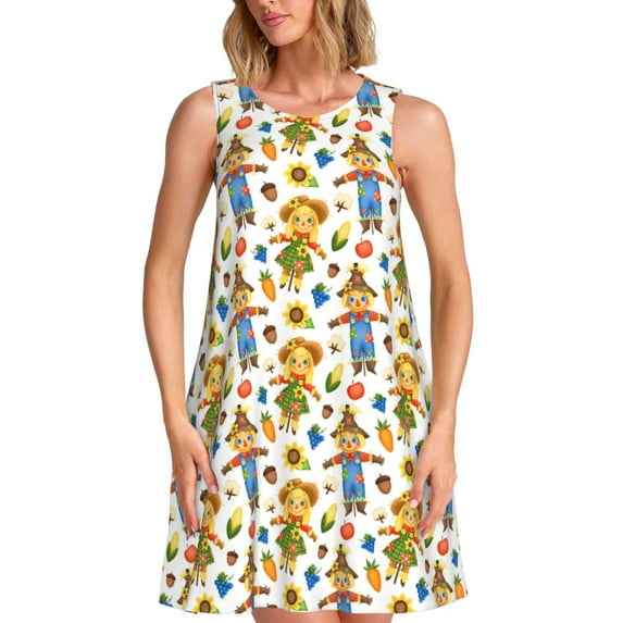 KLL Harvest Scarecrow Pattern Pattern Womens Summer Dresses 2025,Loose ...