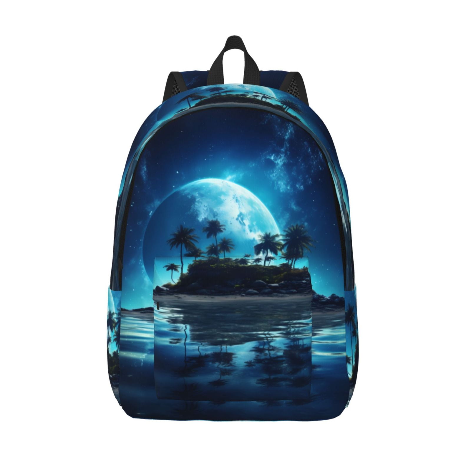 KLL Hawaiian Beach Pirate Moon Print Travel Laptop Backpack - College ...