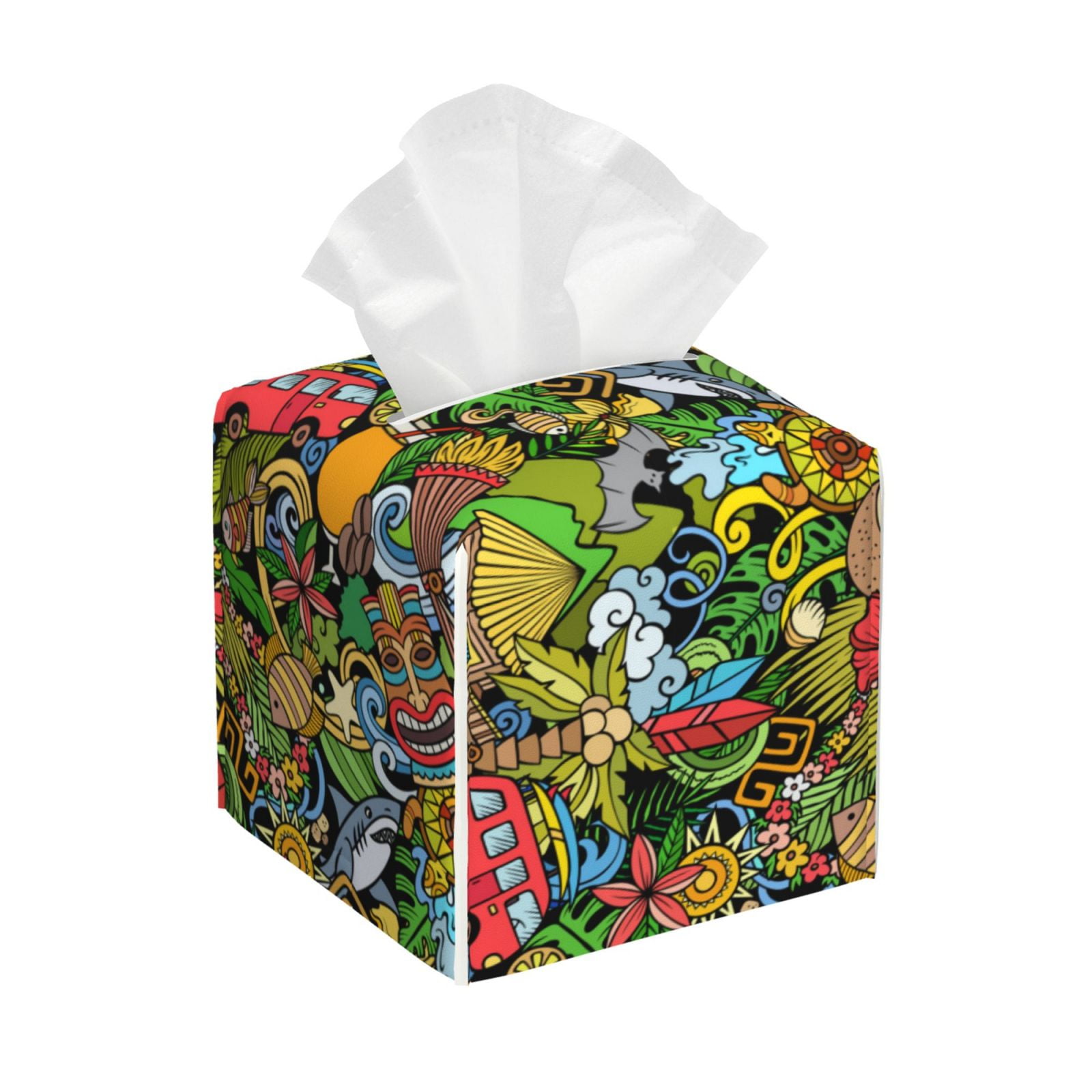 KLL Hawaiian Culture Symbols 1 Print Tissue Box Cover,Leather Tissue ...