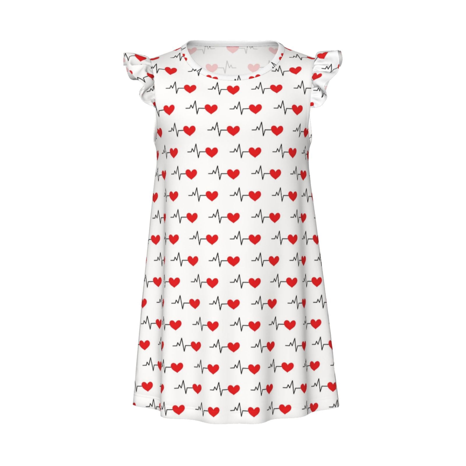 KLL Heartbeat Symbol Print Girls Nightgowns Pajamas for Girl Sleepwear ...