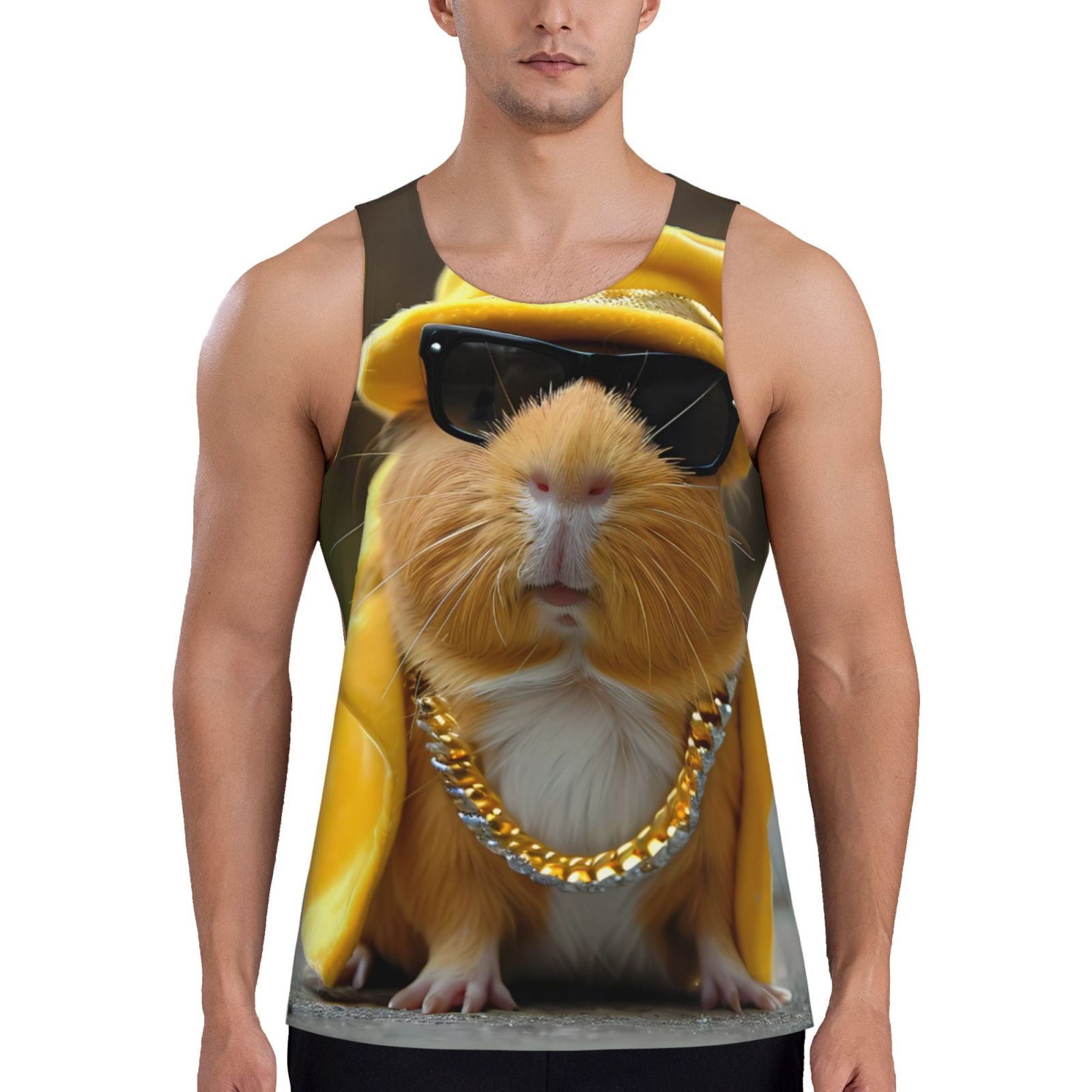 KLL Heavy Metal Style Guinea Pig Print Men's Muscle Gym Workout ...