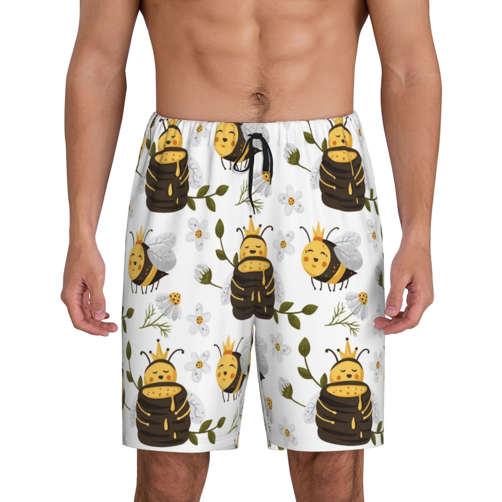 KLL Honey Bee Insect for Men's 1-Pack Shorts,Sleep Pajama Shorts for ...