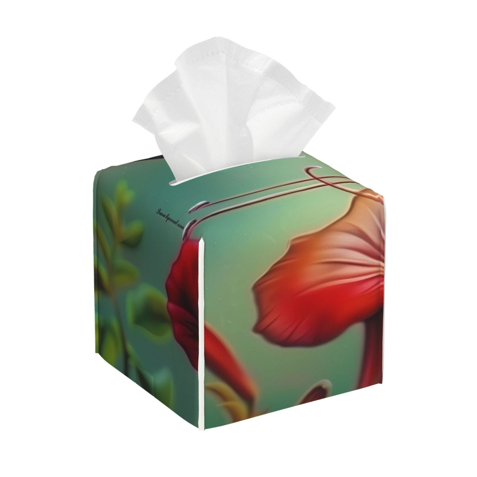 KLL Hummingbird Floral Paradise Print Tissue Box Cover,Leather Tissue ...